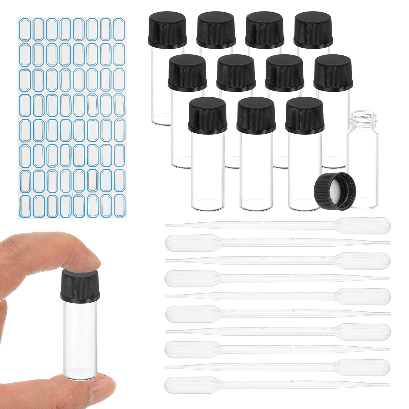 Uxcell 12Pcs Glass Sample Vials, 2ml Clear Liquid Sample Vials Leak-Proof Storage Glass Bottles ...