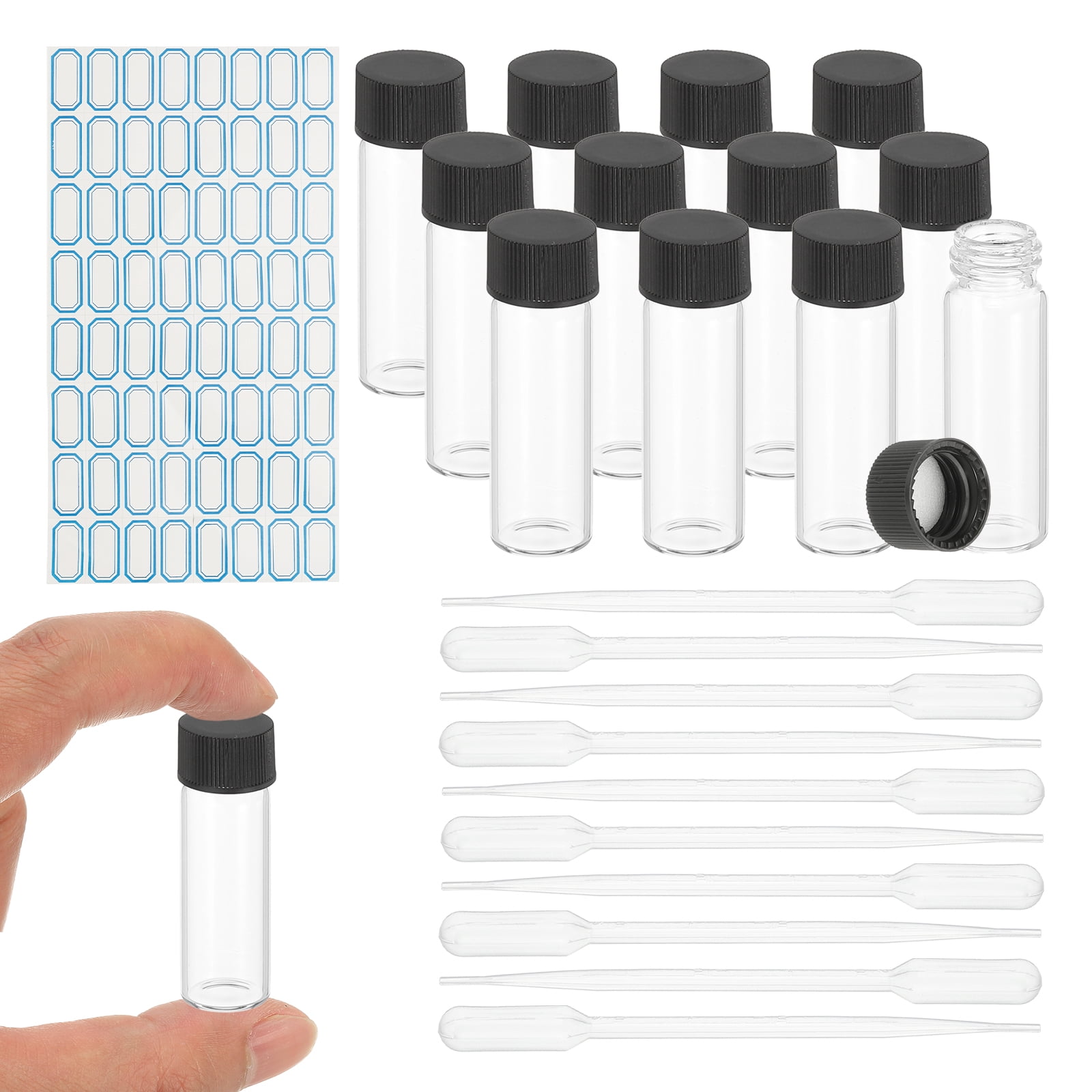 Uxcell 12Pcs Glass Sample Vials, 4ml Clear Liquid Sample Vials Leak ...