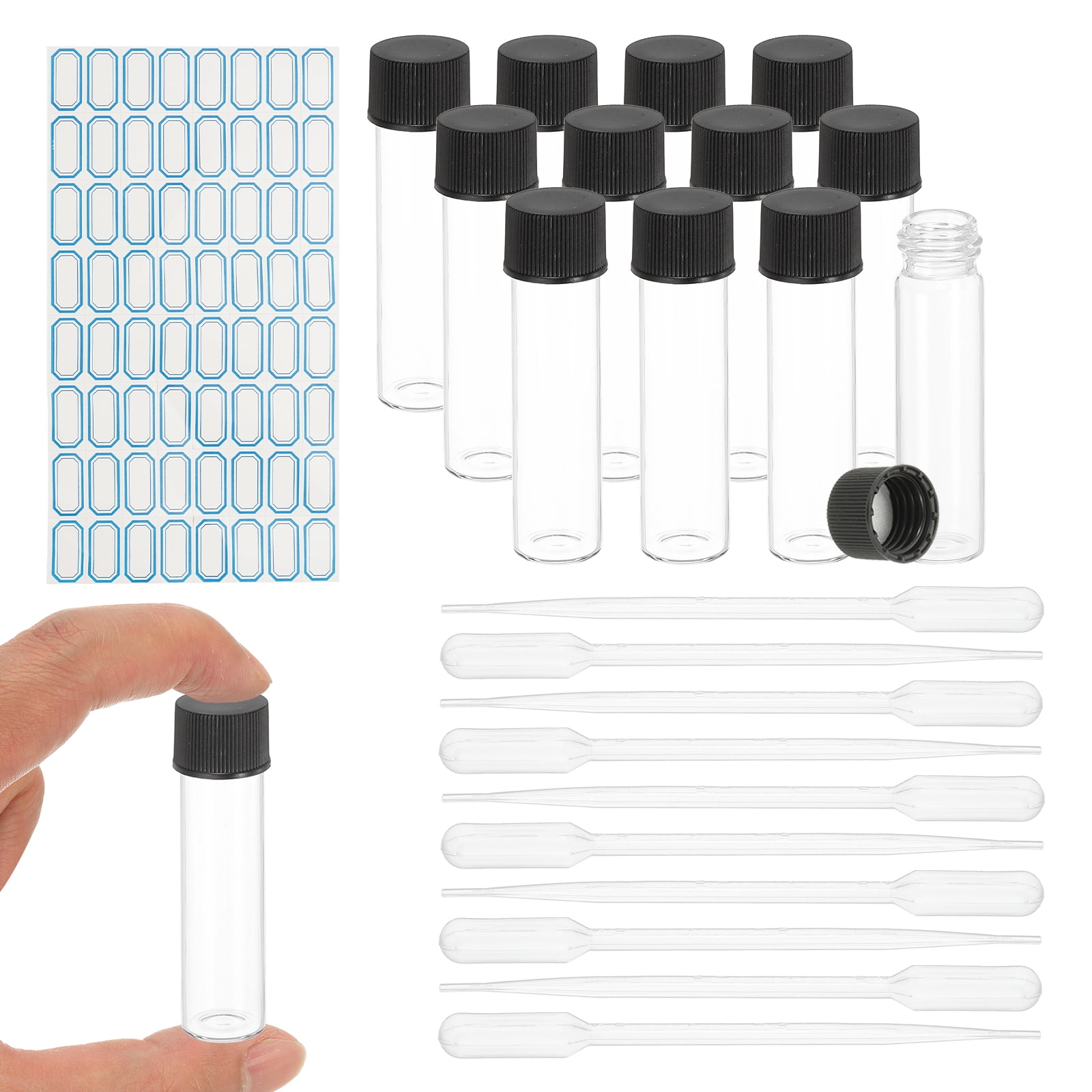 Uxcell 12Pcs Glass Sample Vials, 8ml Clear Liquid Sample Vials Leak ...