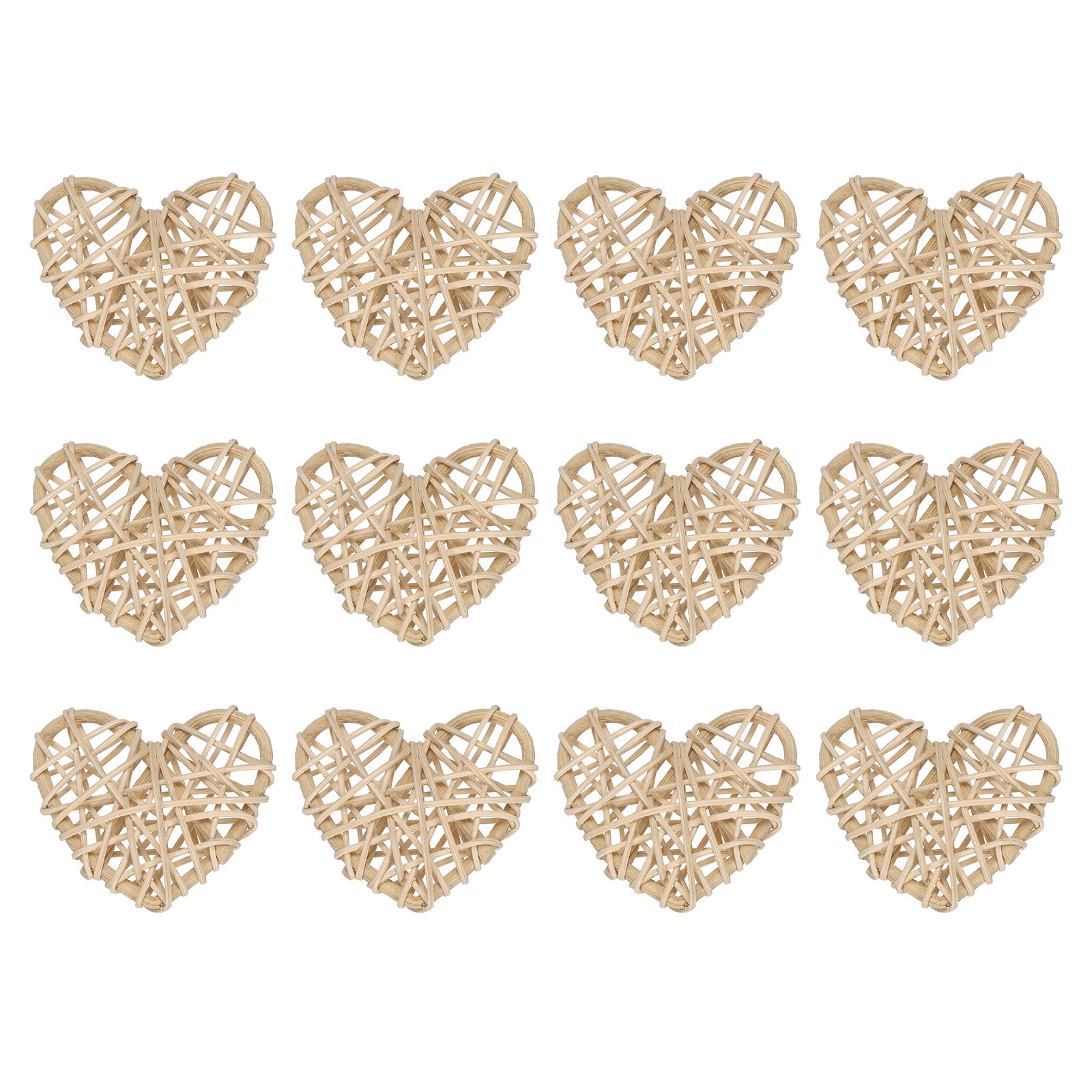 Uxcell 12Pcs Heart Shaped Rattan Ball Vase Filler Natural Rattan for ...