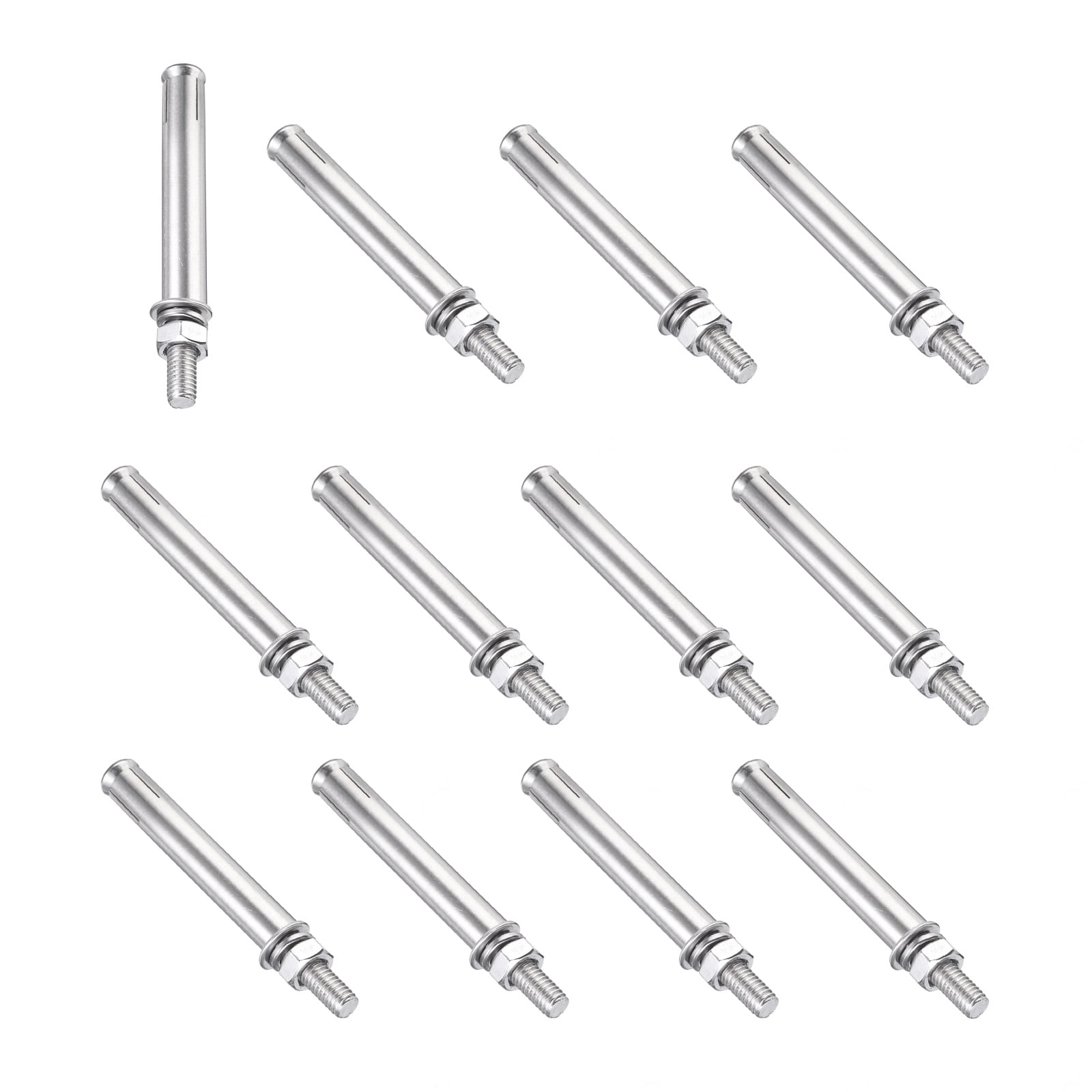 Uxcell 12Pcs M8 x 90mm Expansion Screw Bolts Sleeve Anchoring Fastener ...