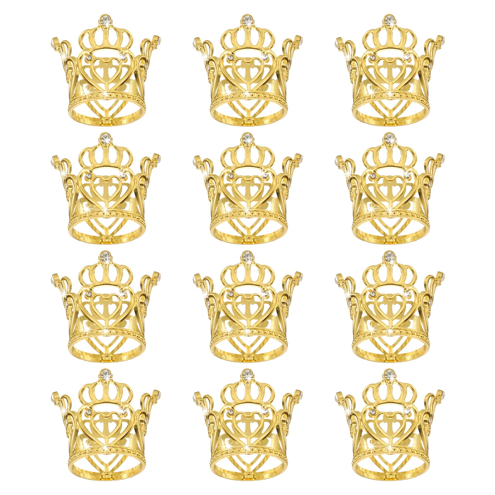 Uxcell 12Pcs Mini Crown Cake Toppers, Alloy Queen Princess Little Gold ...