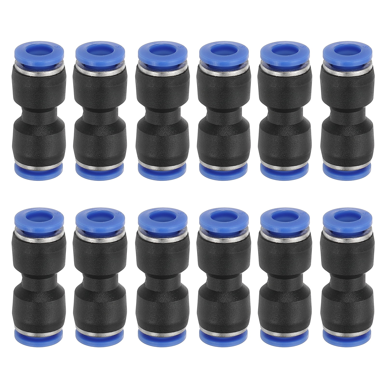 Uxcell 12Pcs Quick Straight Connectors, 6 mm(1/4")Tube OD -5~60℃ Plastic Straight Push Connector ...