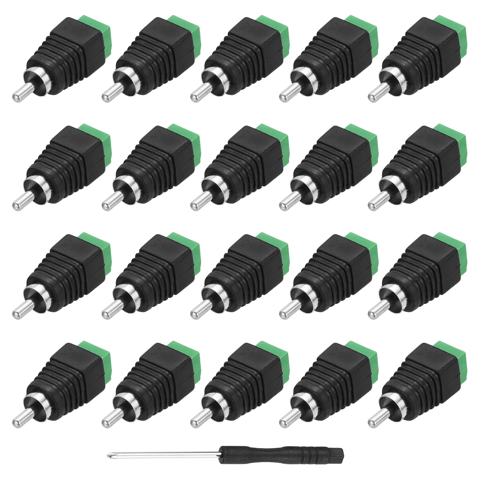 20Pcs RCA Cable Solderless Adapter, Audio/Video Speaker Wire RCA Male ...