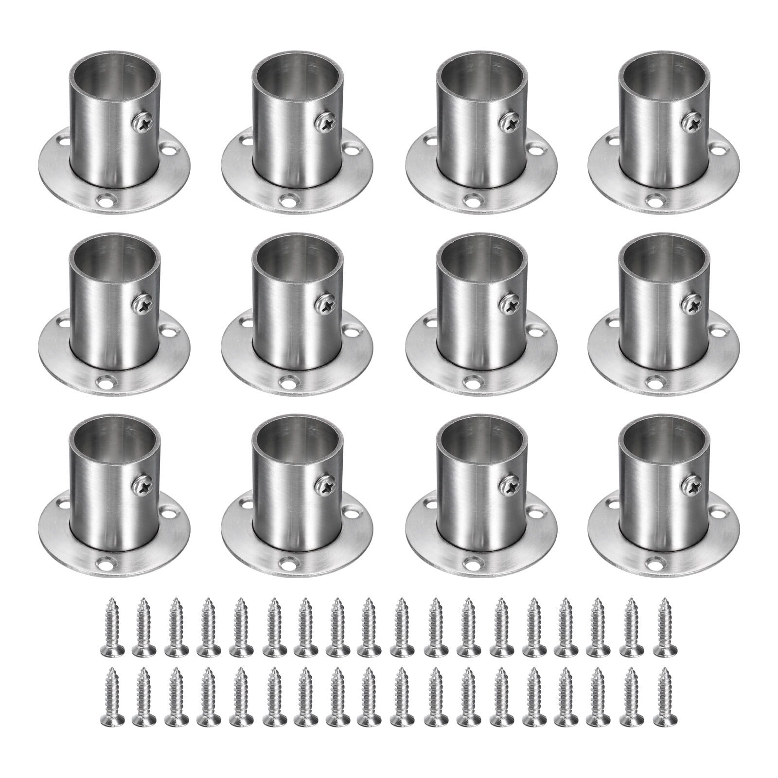 Uxcell 12Pcs Stainless Steel Closet Rod Brackets, 1 Inch Dia Wardrobe ...