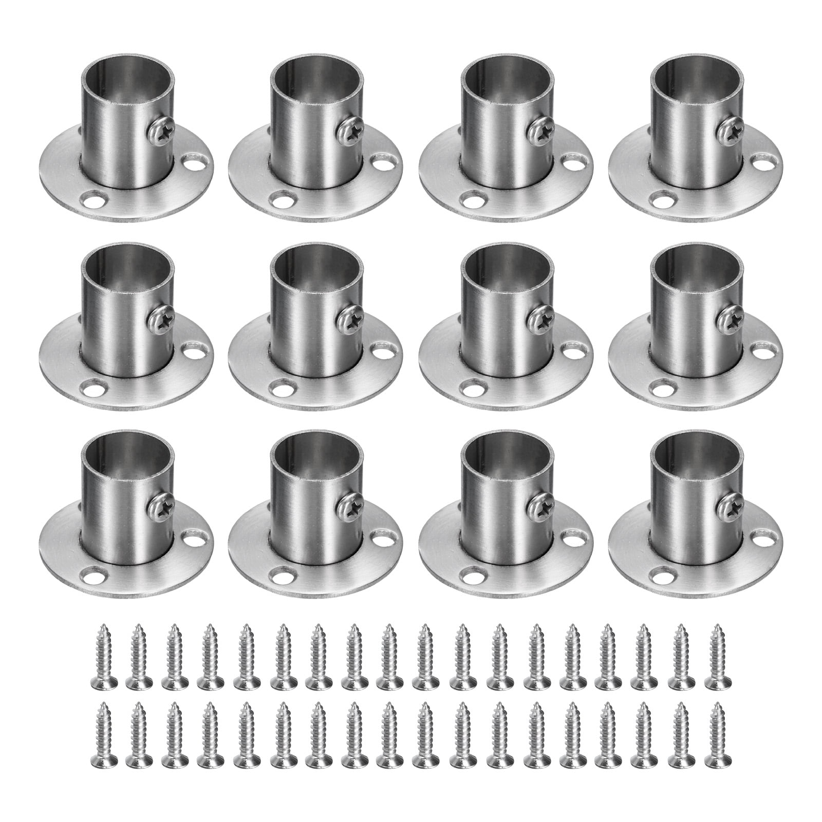 Uxcell 12Pcs Stainless Steel Closet Rod Brackets, 3/4 Inch Dia Wardrobe ...