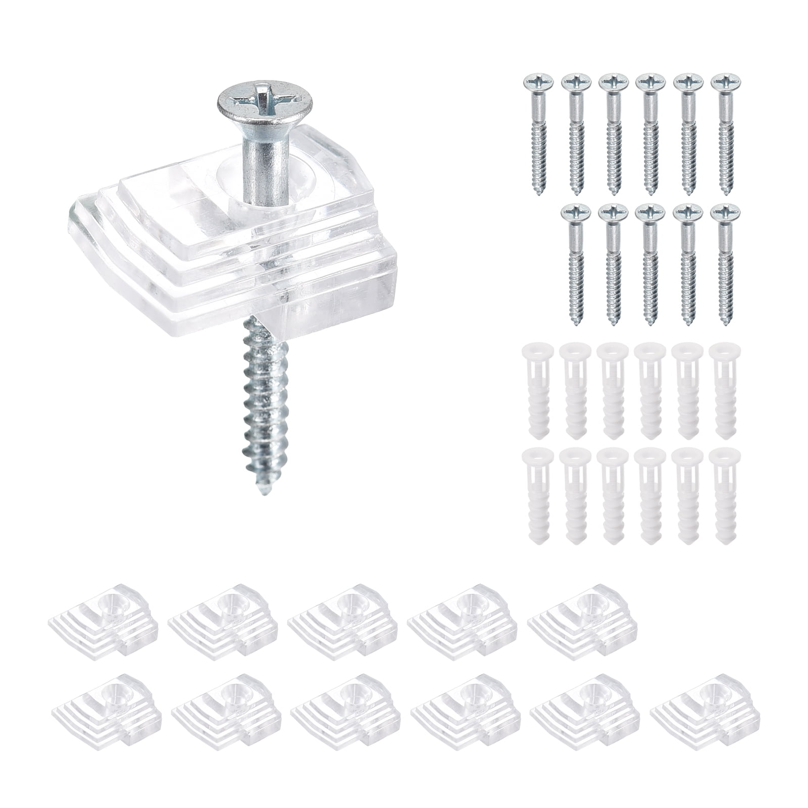 Uxcell 12Set 21mm Plastic Glass Retainer Clips Set for 3mm Thick Glass ...