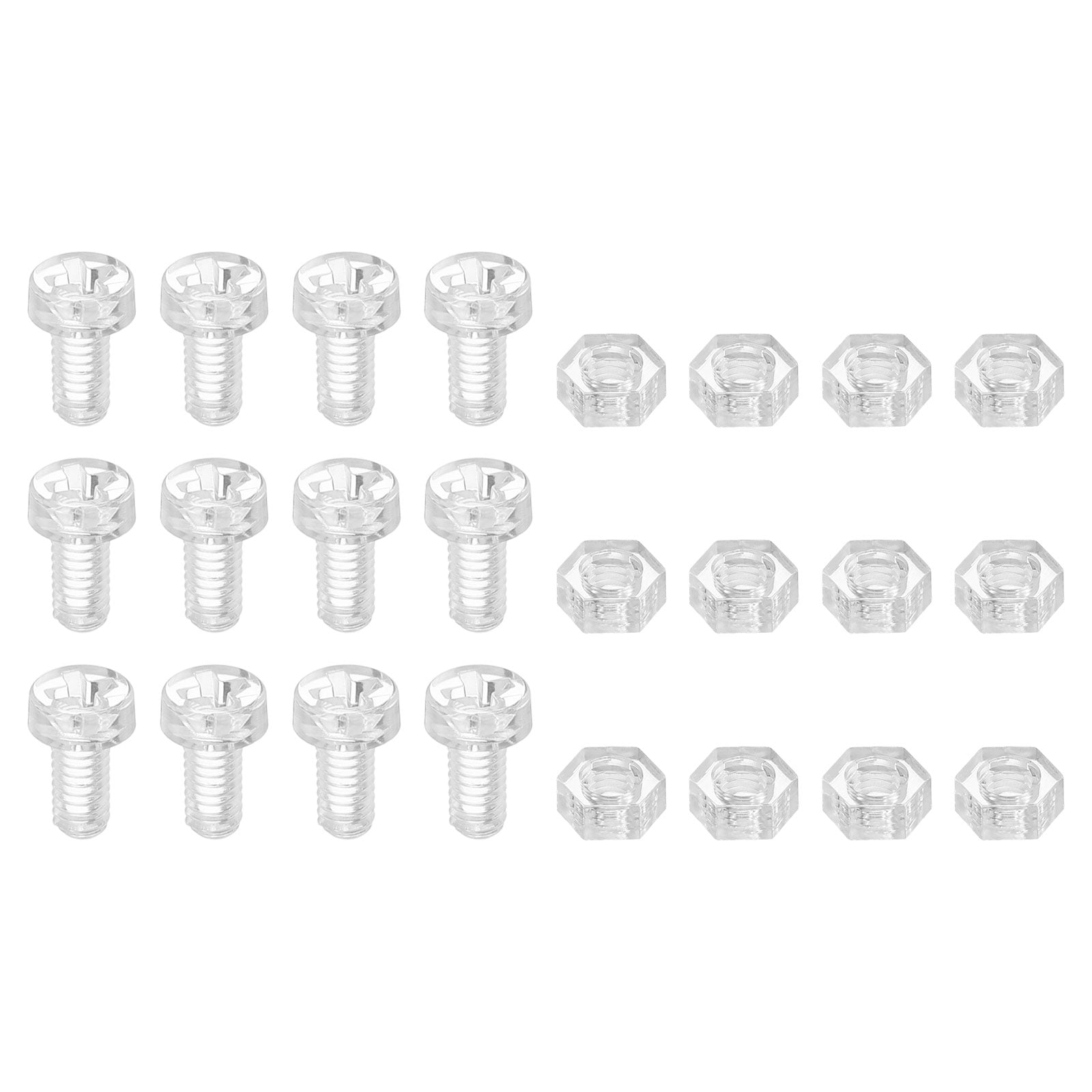 Uxcell 12Set Clear Acrylic Screws Kit, M4 x 8mm Round Head Phillips ...