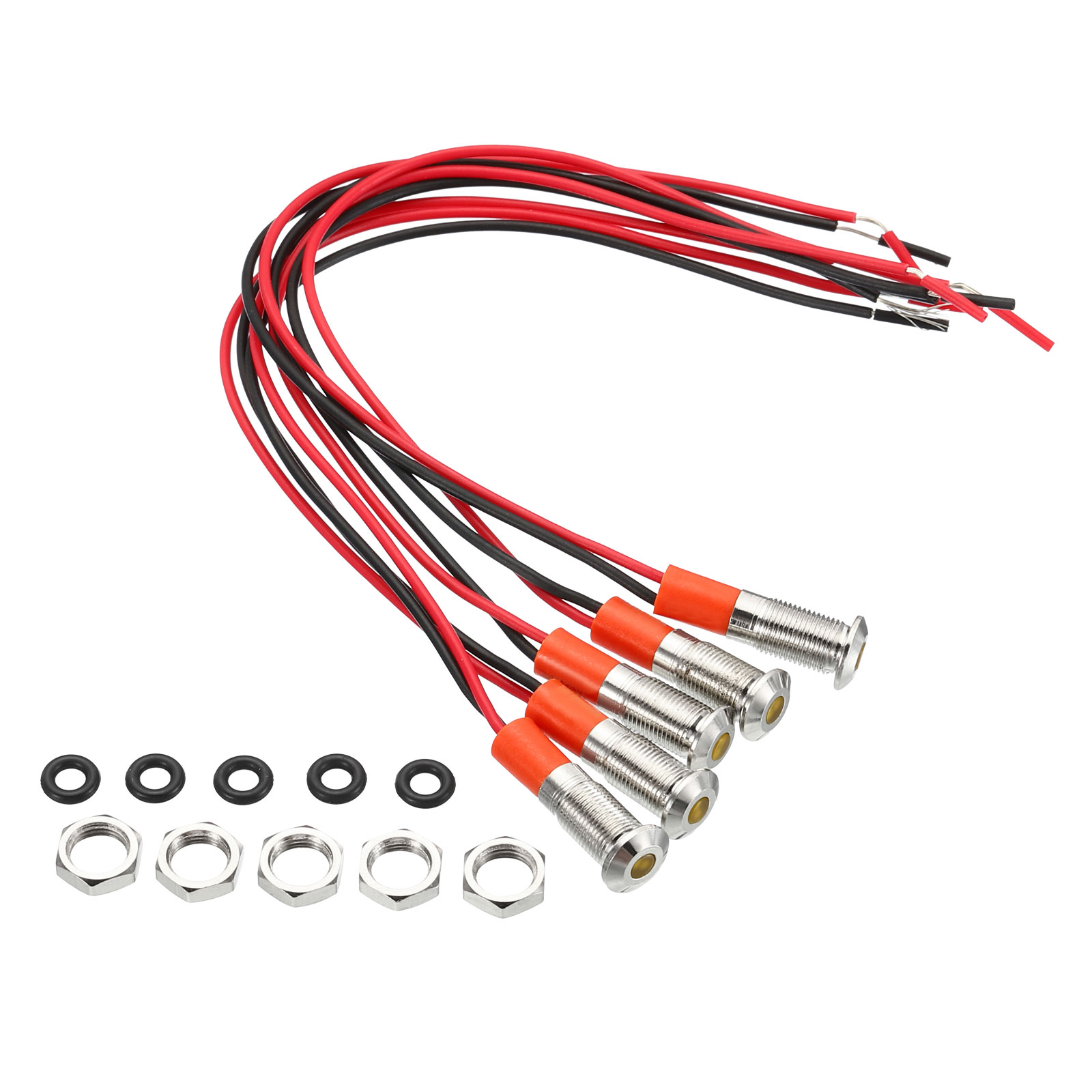 Uxcell 12V/24V 6mm Metal Green Indicator Lights Flush Panel LED Signal ...