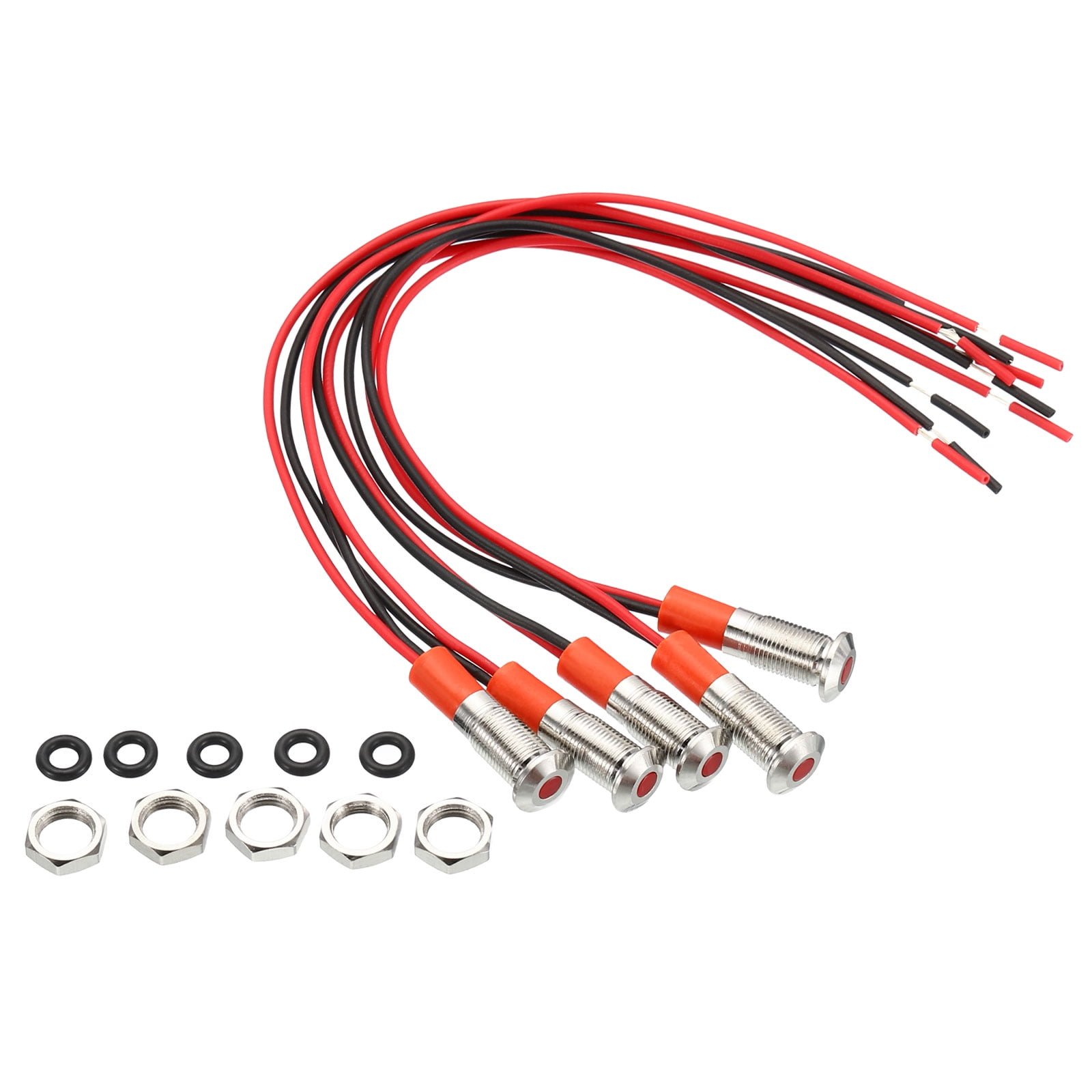Uxcell 12V/24V 6mm Metal Red Indicator Lights Flush Panel LED Signal ...