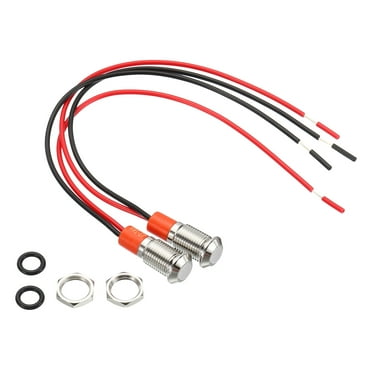 Uxcell AC/DC 12V/24V 6mm Flush Panel Mount Green Indicator Light with ...