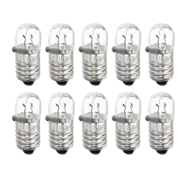 Uxcell 12V/3W E10 Warm Yellow Light Mini Incandescent Bulbs with Box 1 ...