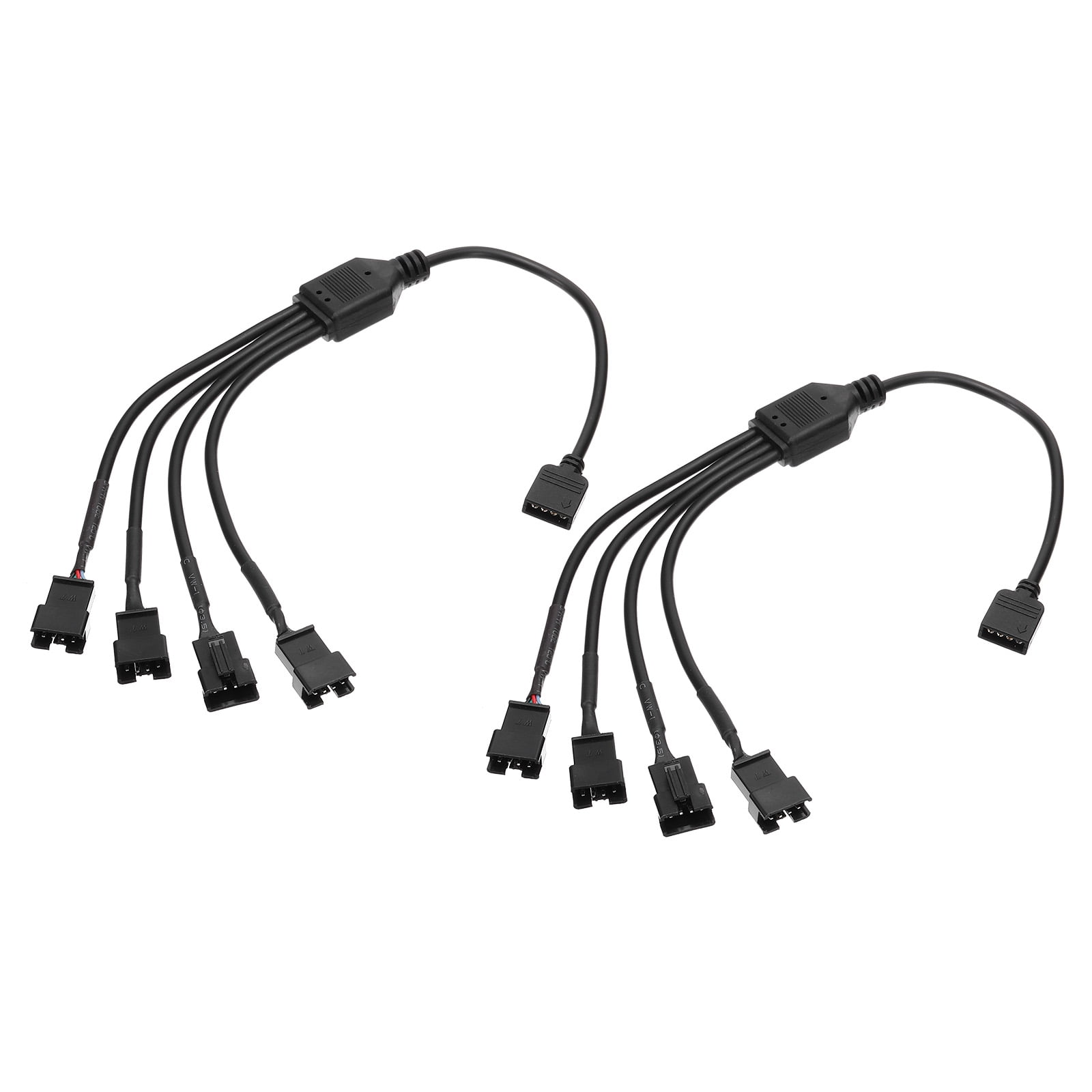 Uxcell 12V 4 Pin Splitter Cable, 2 Pcs PWM Fans RGB Power Cord with 1 ...