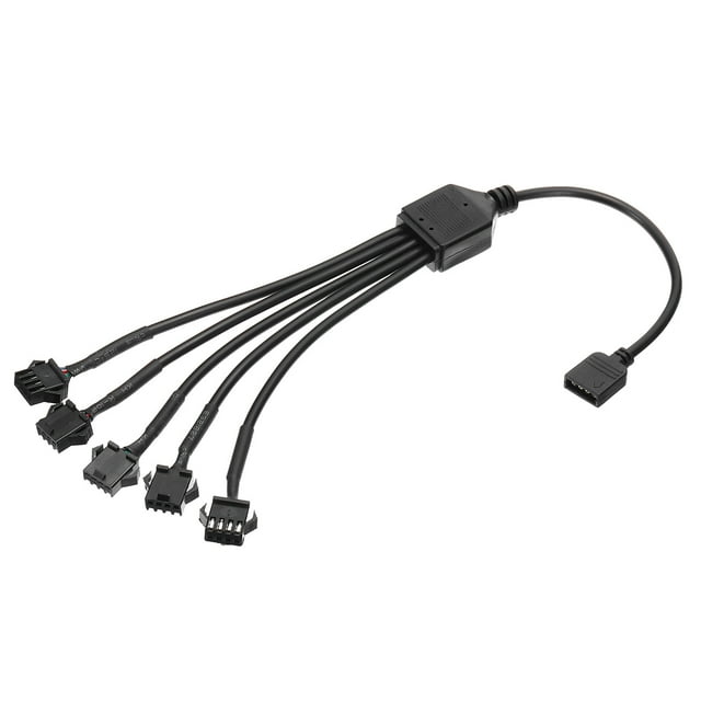 Uxcell 12V 4 Pin Splitter Cable, PWM Fans RGB Power Cord with 1 to 5 ...