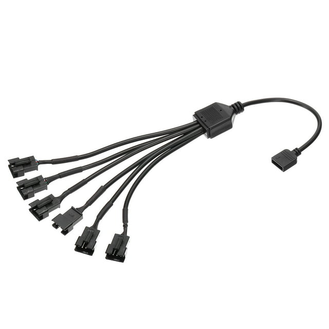 Uxcell 12V 4 Pin Splitter Cable, PWM Fans RGB Power Cord with 1 to 6 ARGB SM Male Extension ...