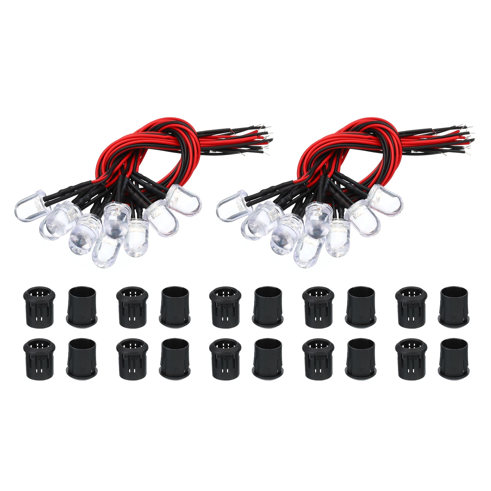 Uxcell 12V LED Emitting Diode with LED Holders 10mm Pre Wired Lamp ...