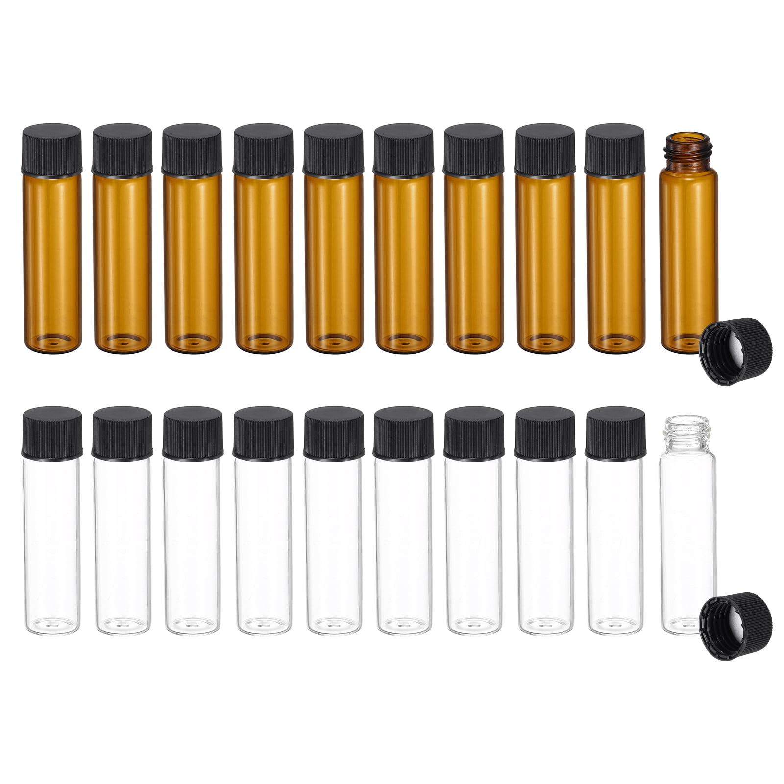 Uxcell 12ml Glass Sample Vials, 20Pcs Sample Vials with Screw Cap Leak ...