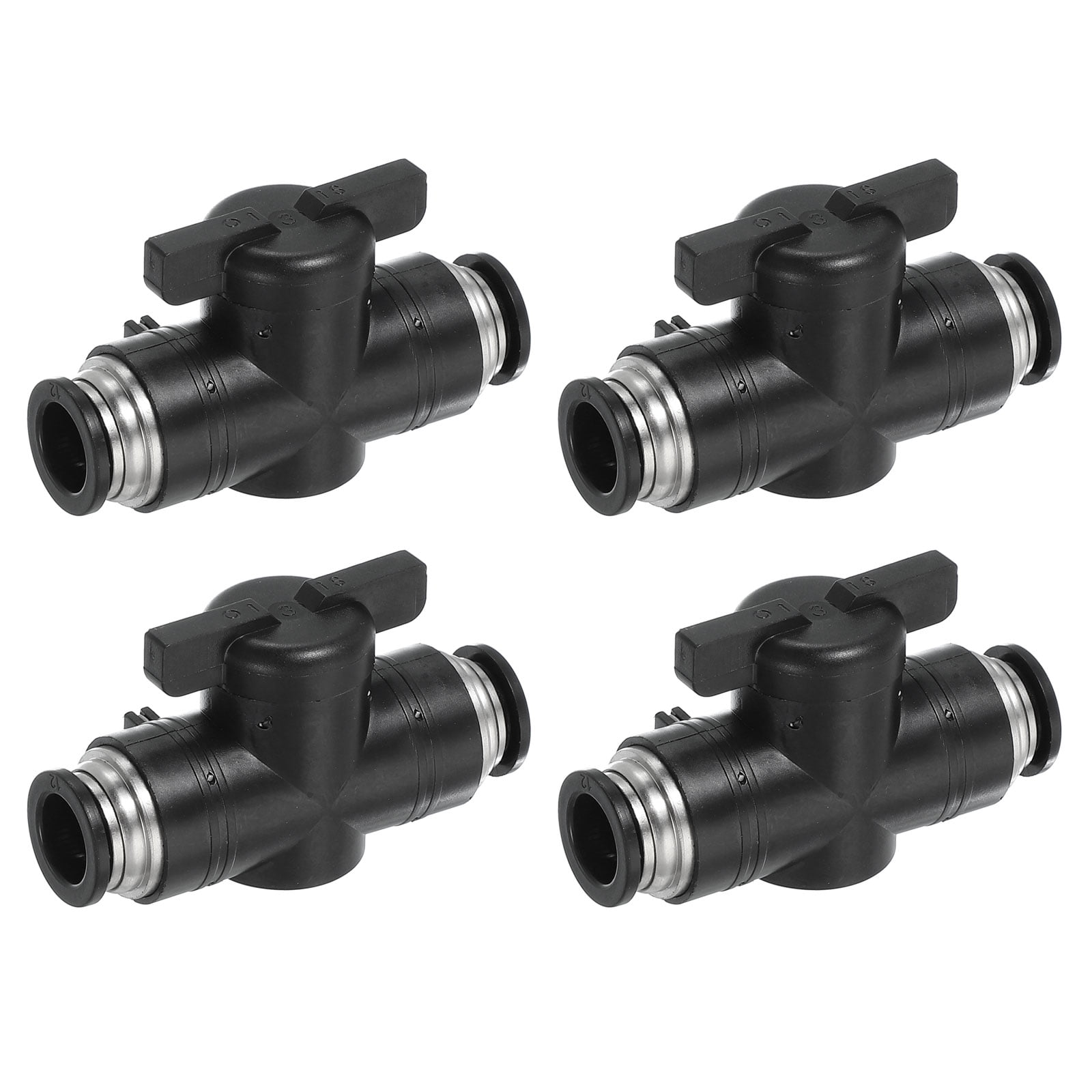 Uxcell 12mm (1/2") Push to Connect Fittings Ball Valve, 4 Pcs 0-60 Degree BUC Air Flow Control ...