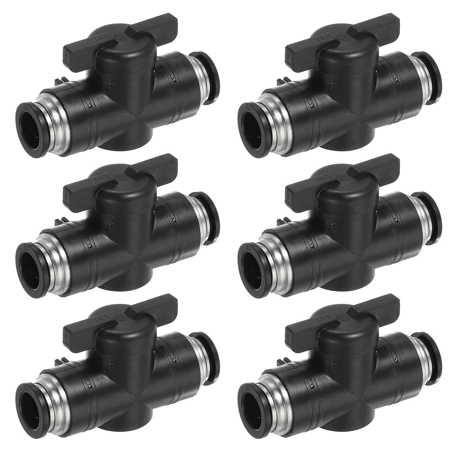 Uxcell 12mm (1/2") Push to Connect Fittings Ball Valve, 6 Pcs 0-60 Degree BUC Air Flow Control ...