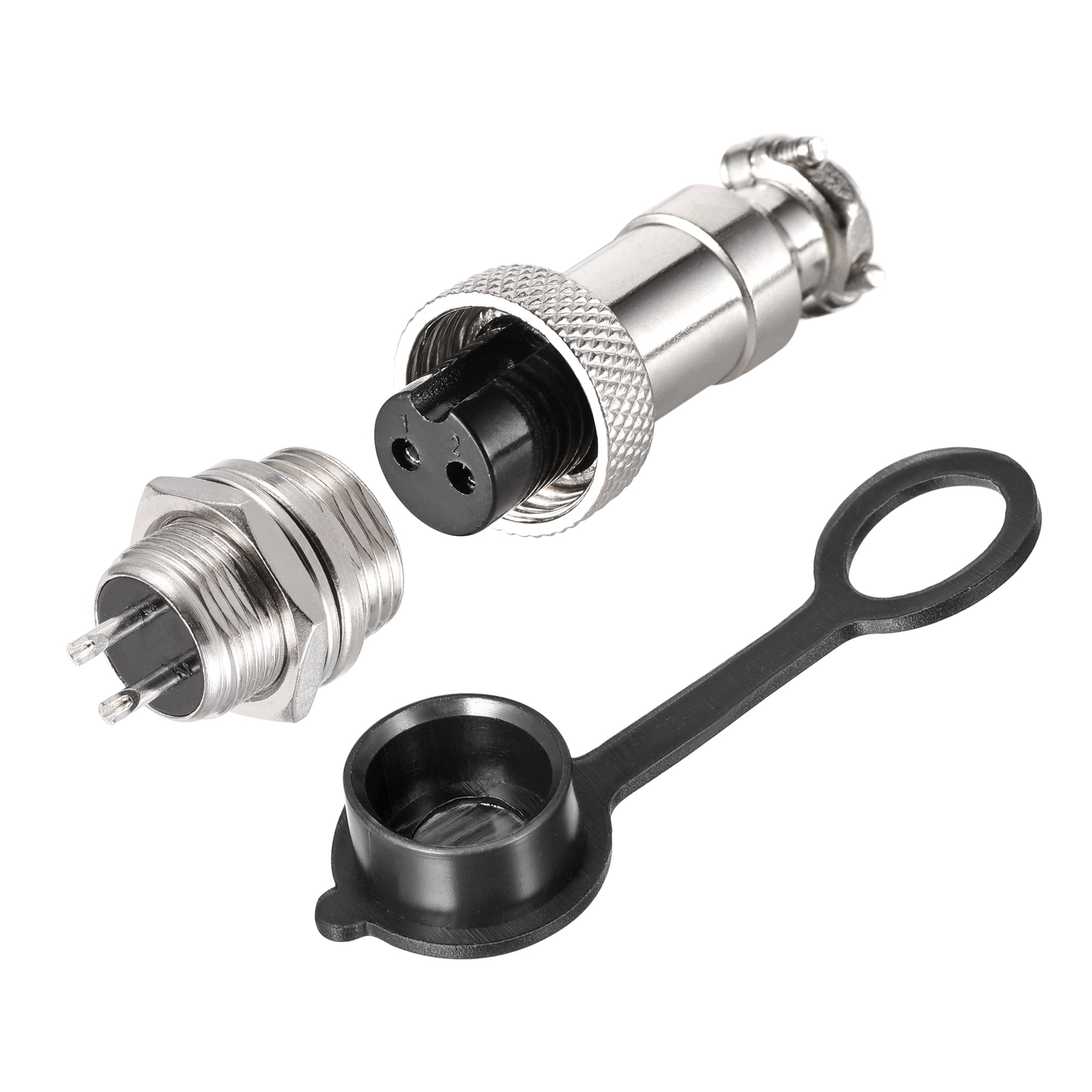 Uxcell 12mm 2 Terminals 5A 300V GX12 Aviation Connector with Plug Cover ...