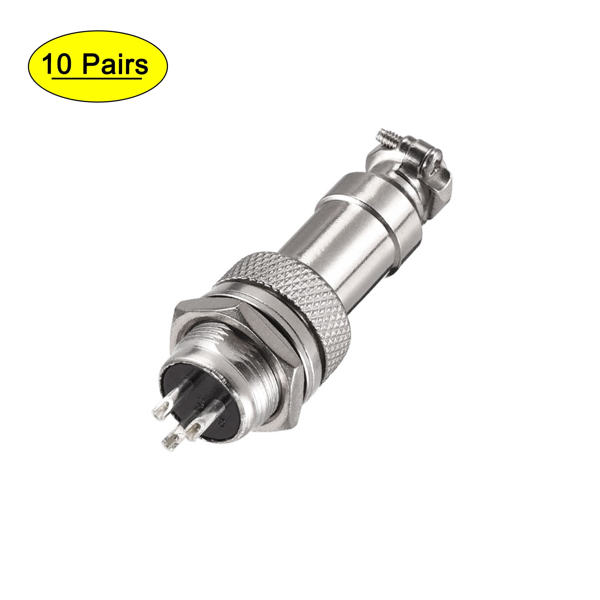 Uxcell 12mm 3 Terminals 5A 300V GX12 Waterproof Male Female Aviation ...