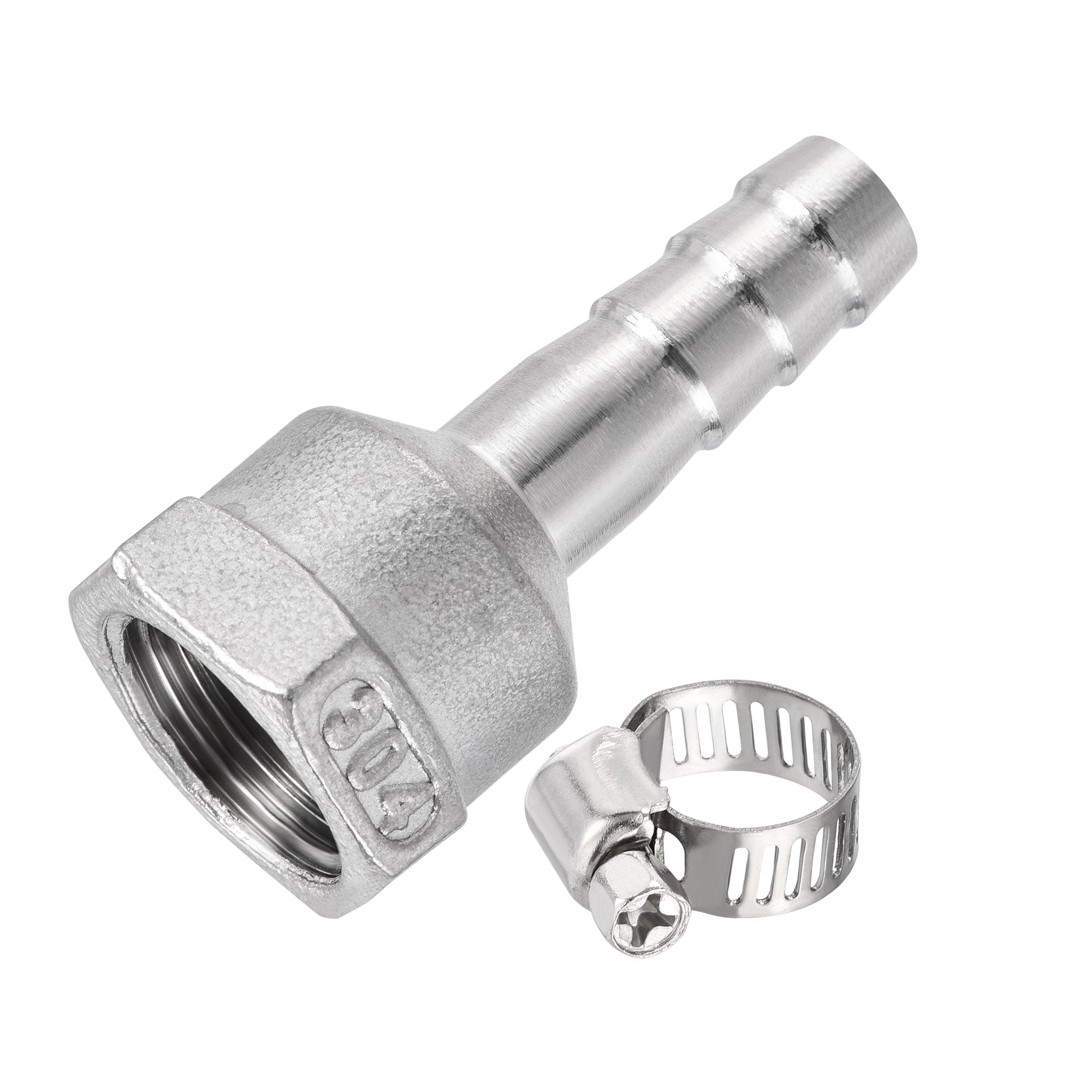 Uxcell 12mm Barb x 1/2PT Female Barb Hose Fitting Stainless Steel with ...