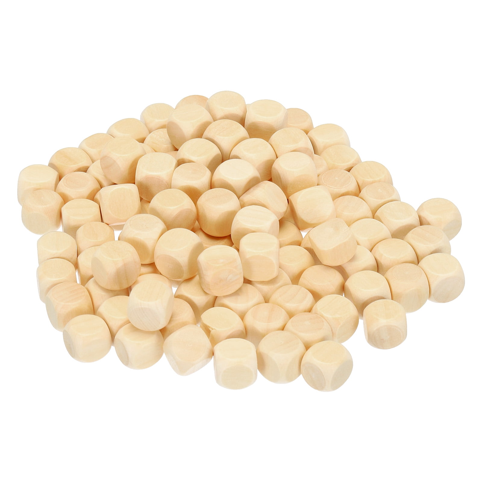 Uxcell 12mm Blank Wooden Dice, 100 Pack Unfinished Wooden Blocks 6 ...