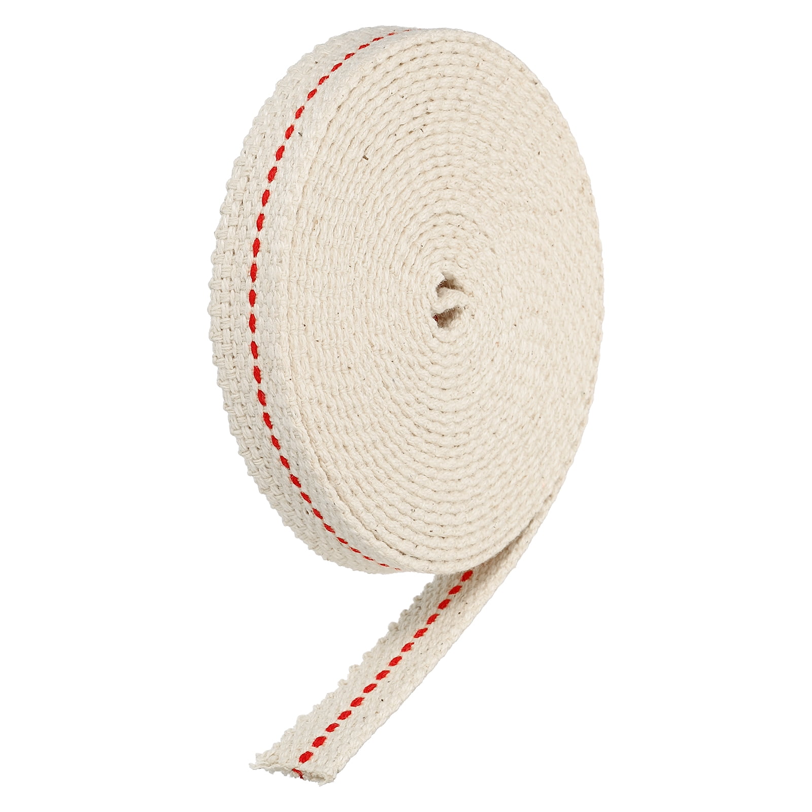 Uxcell 12mm Flat Wide 9.84ft Long Cotton Oil Lamp Wick with Red Stitch ...