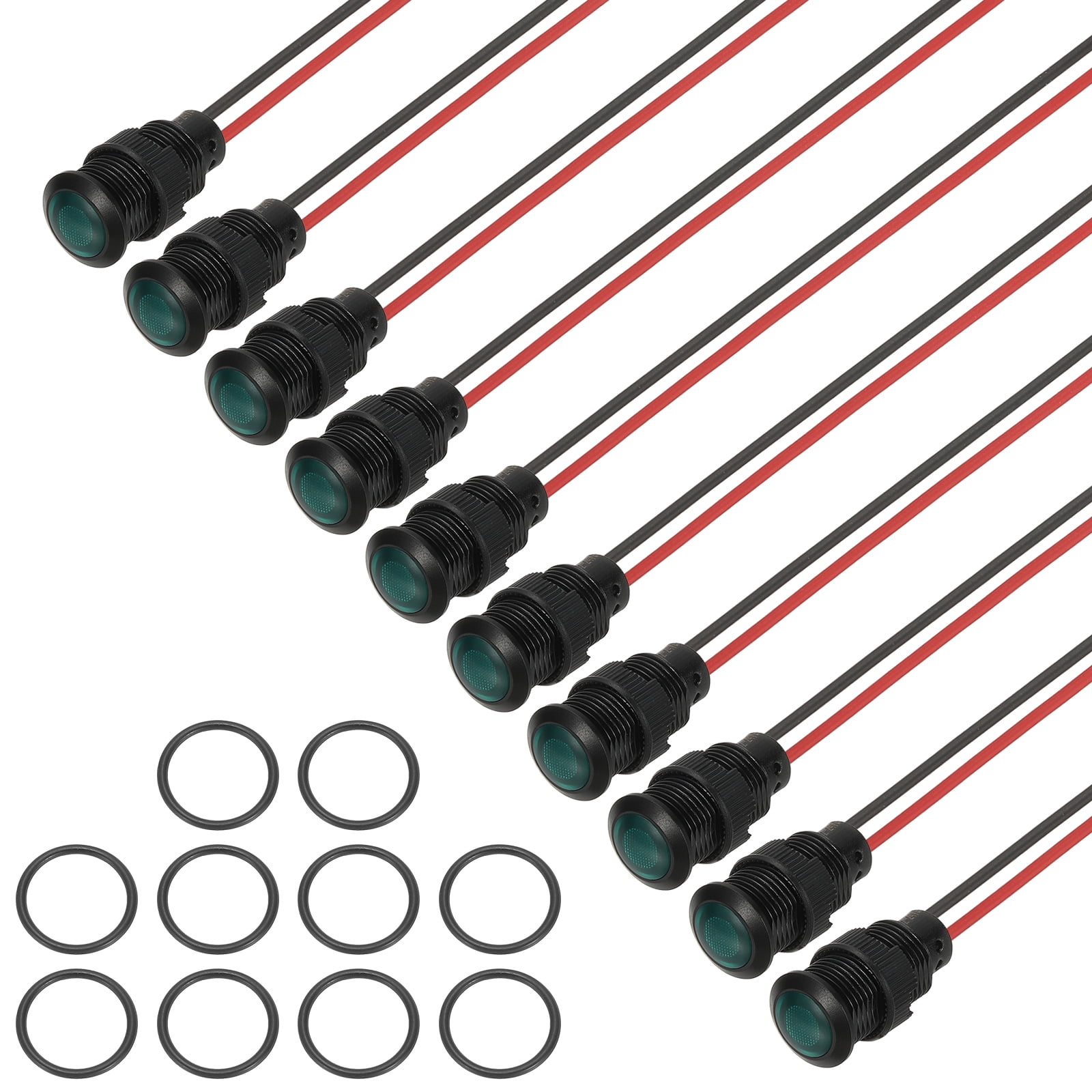 Uxcell 12mm Green Signal Indicator Lights, 10 Pack AC/DC 110-220V ...