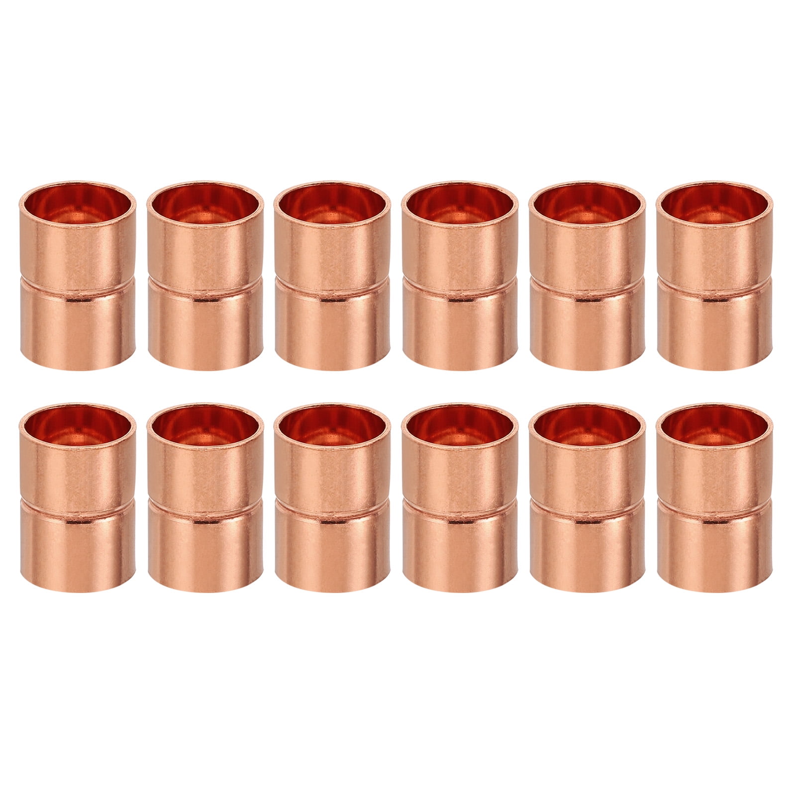Uxcell 12mm ID Copper Coupling Fittings, 12 Pcs Rolled Tube Stop ...