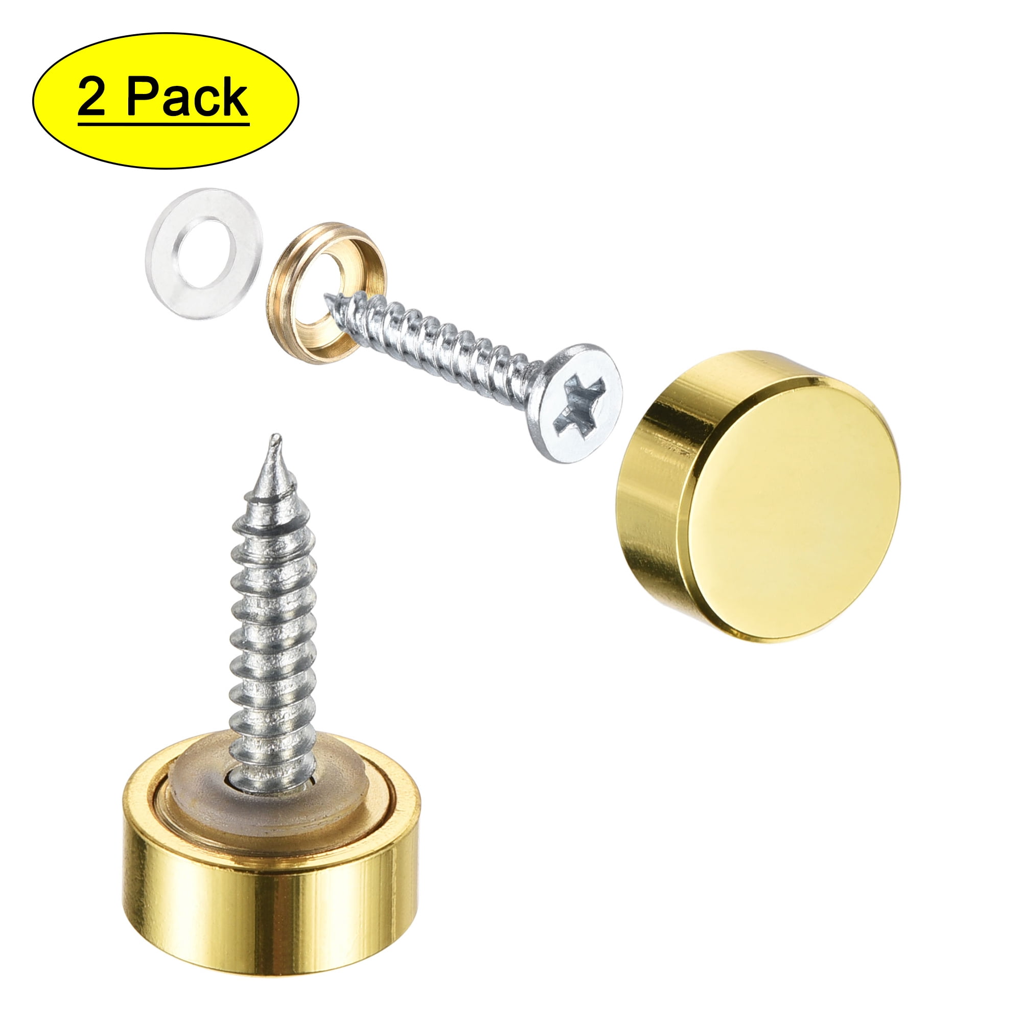 Uxcell 12mm Mirror Screws Gold Tone Polishing Brass 2 Pack - Walmart.com