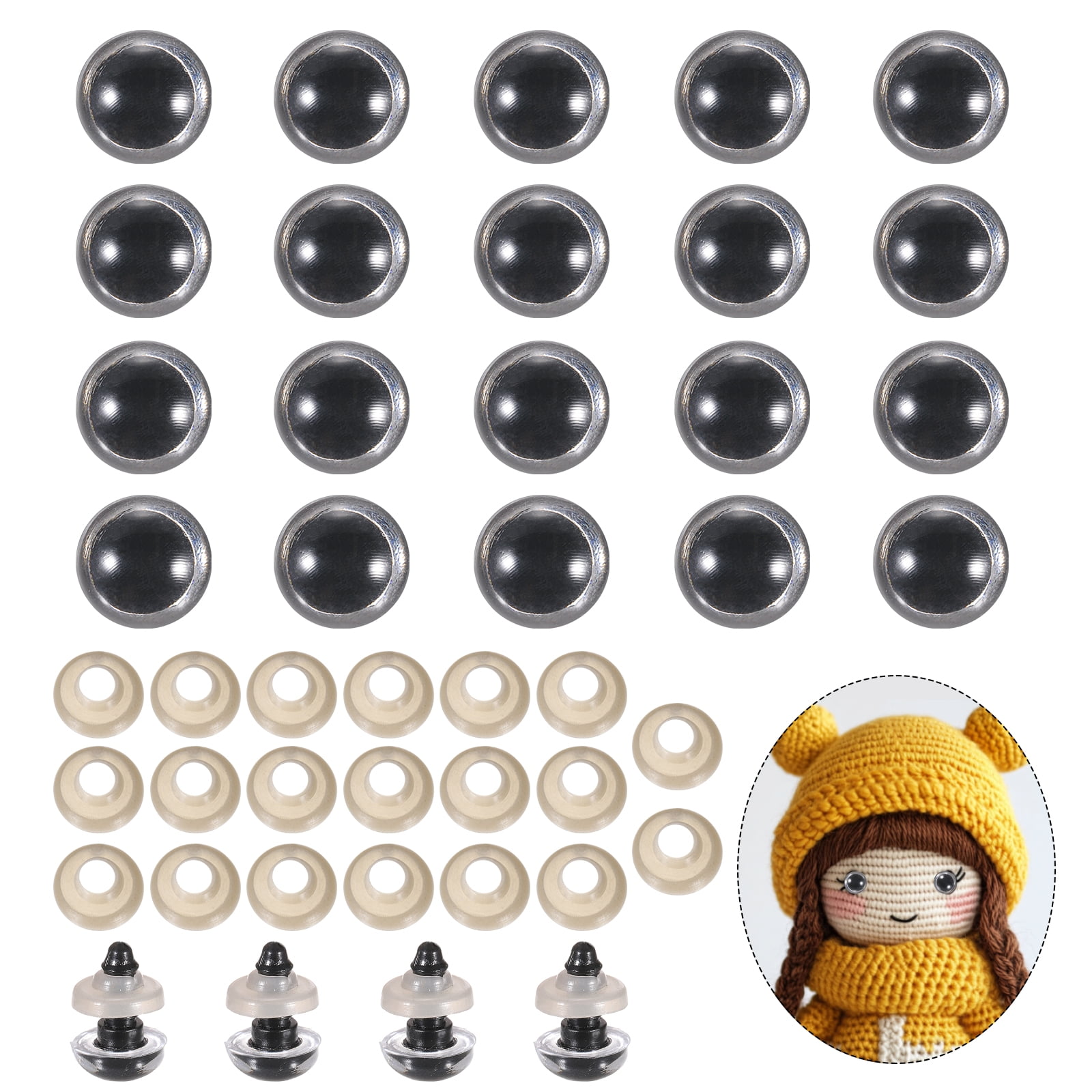 Uxcell 12mm Safety Eyes, 20Pcs Realistic Doll Crocheting Safety Eyes ...