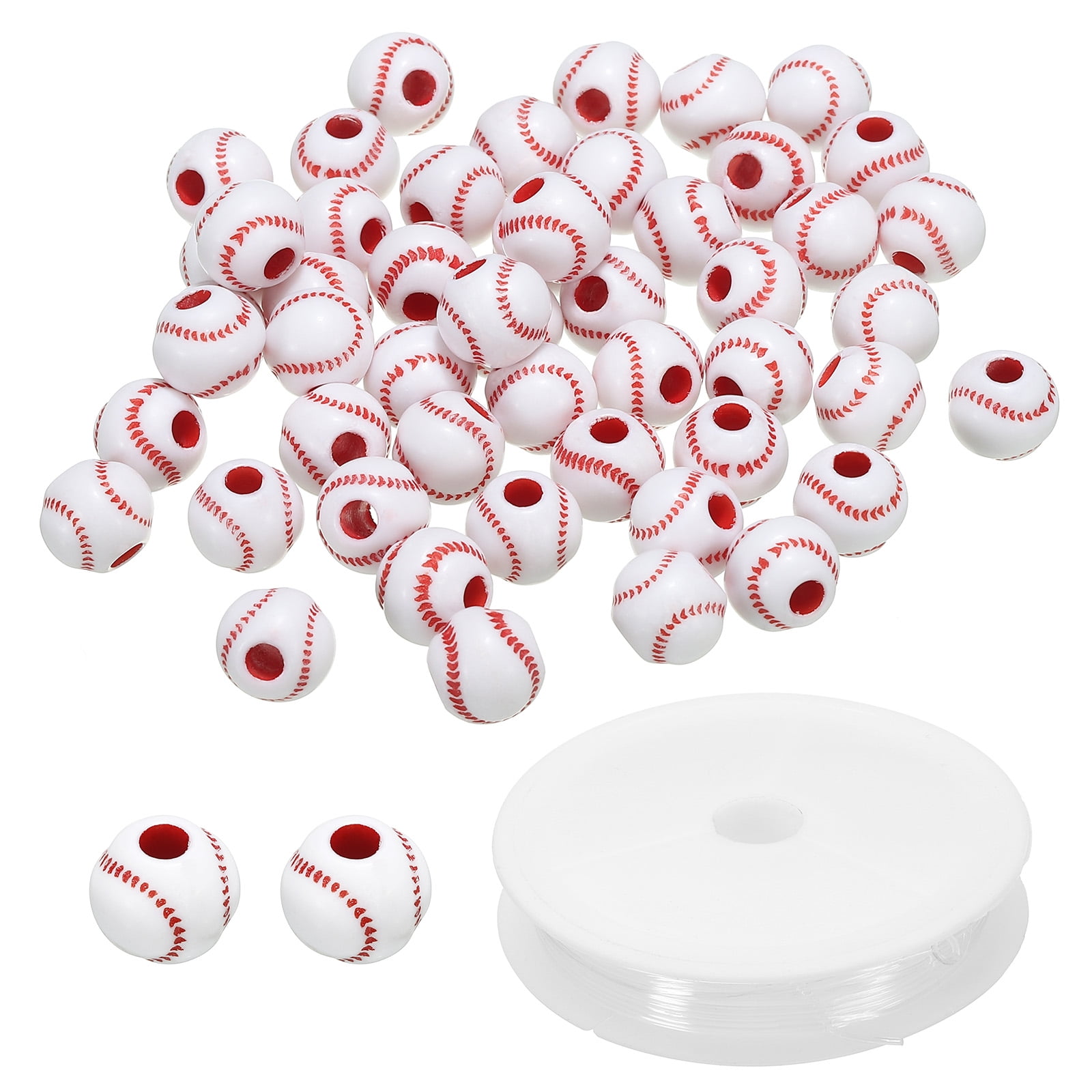 Uxcell 12mm Sports Ball Beads Acrylic Softball Beads with 4.4 Yard ...