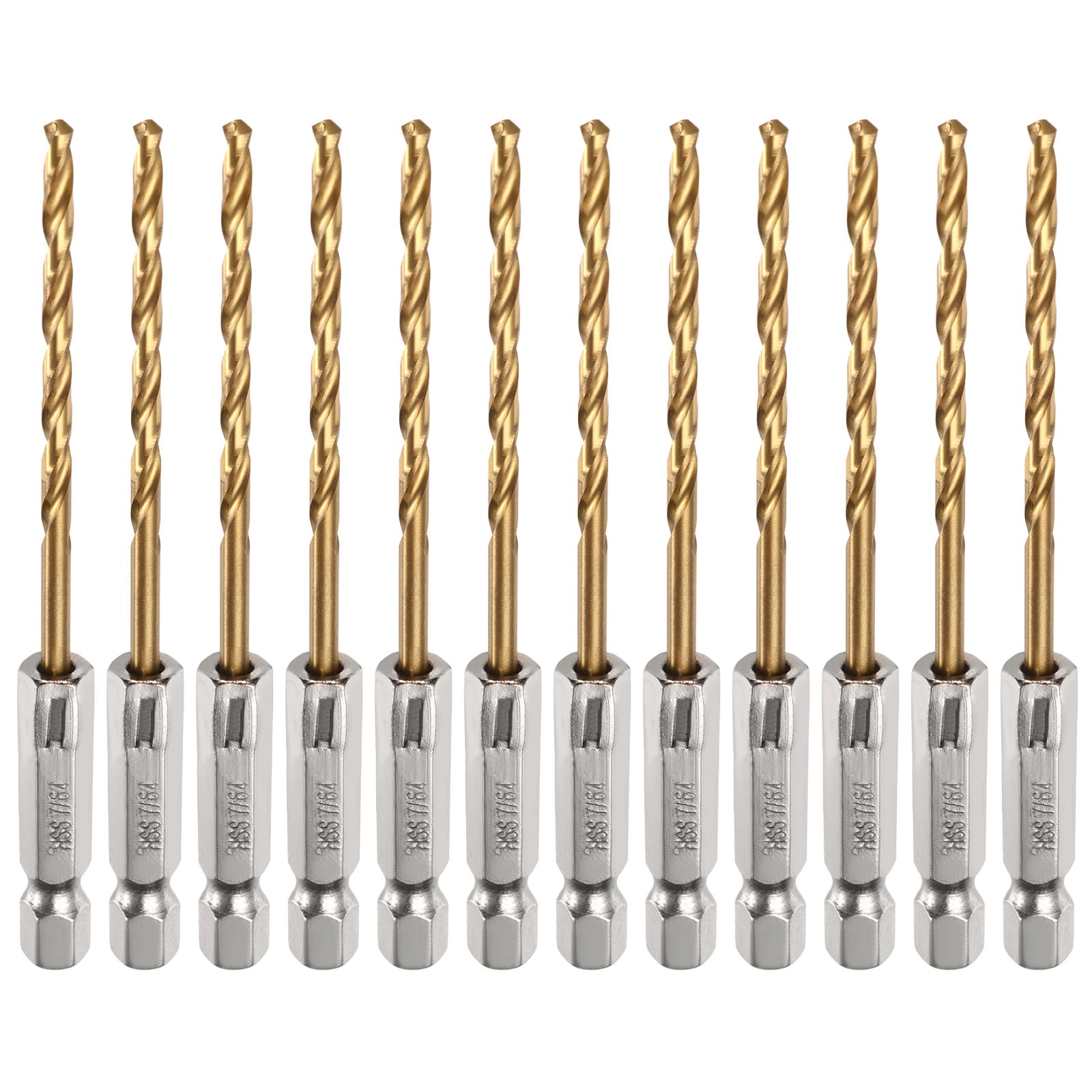 Uxcell 12pack Hex Shank Drill Bit 7/64" M35 High Speed Steel Titanium ...