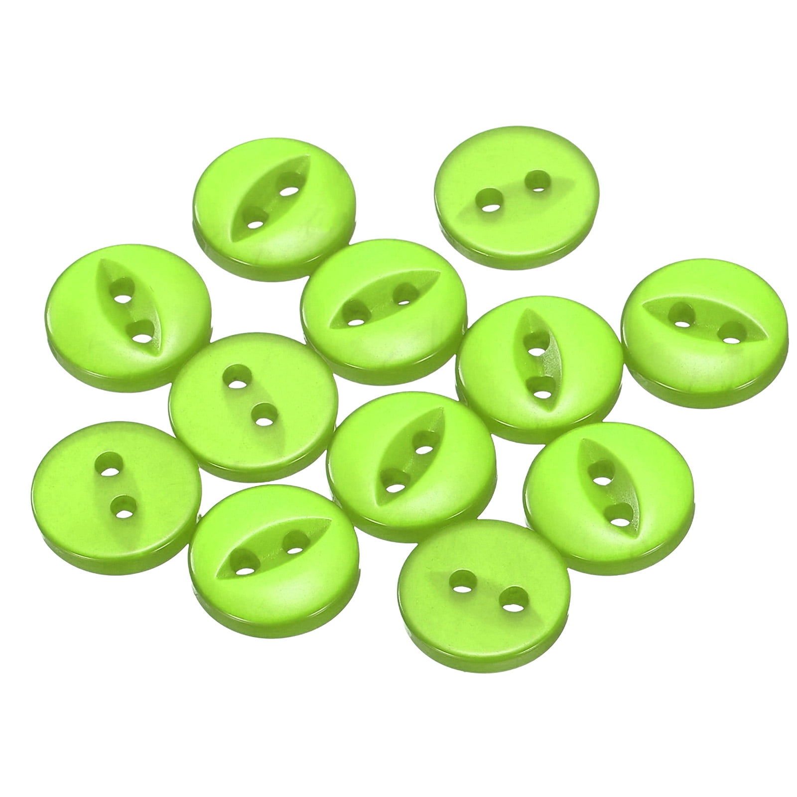 Uxcell 12pcs 16L Green Round Sewing Buttons 10mm 3/8" Resin 2-Hole Fish ...