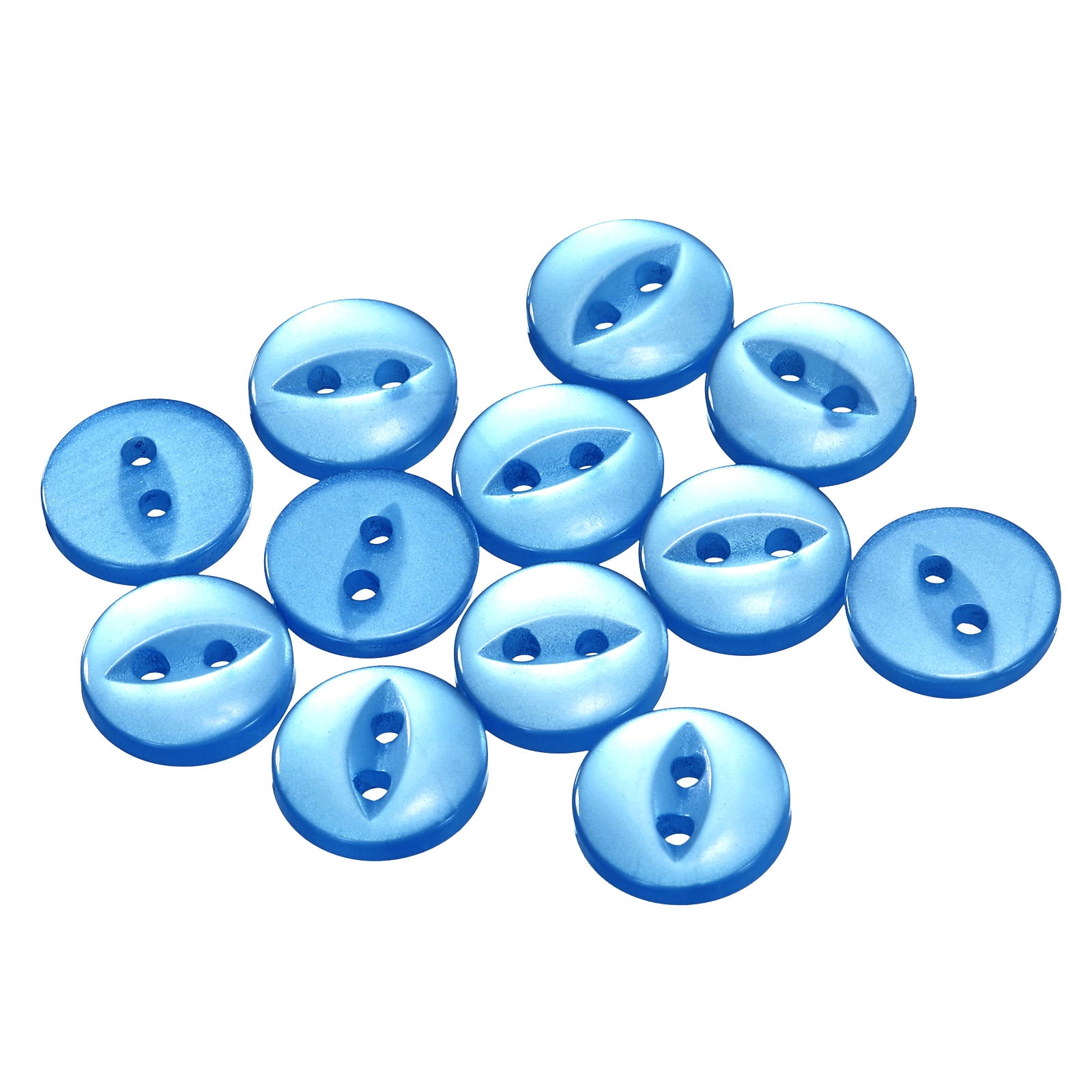 Uxcell 12pcs 16L Sapphire Blue Round Sewing Buttons 10mm 3/8" Resin 2 ...