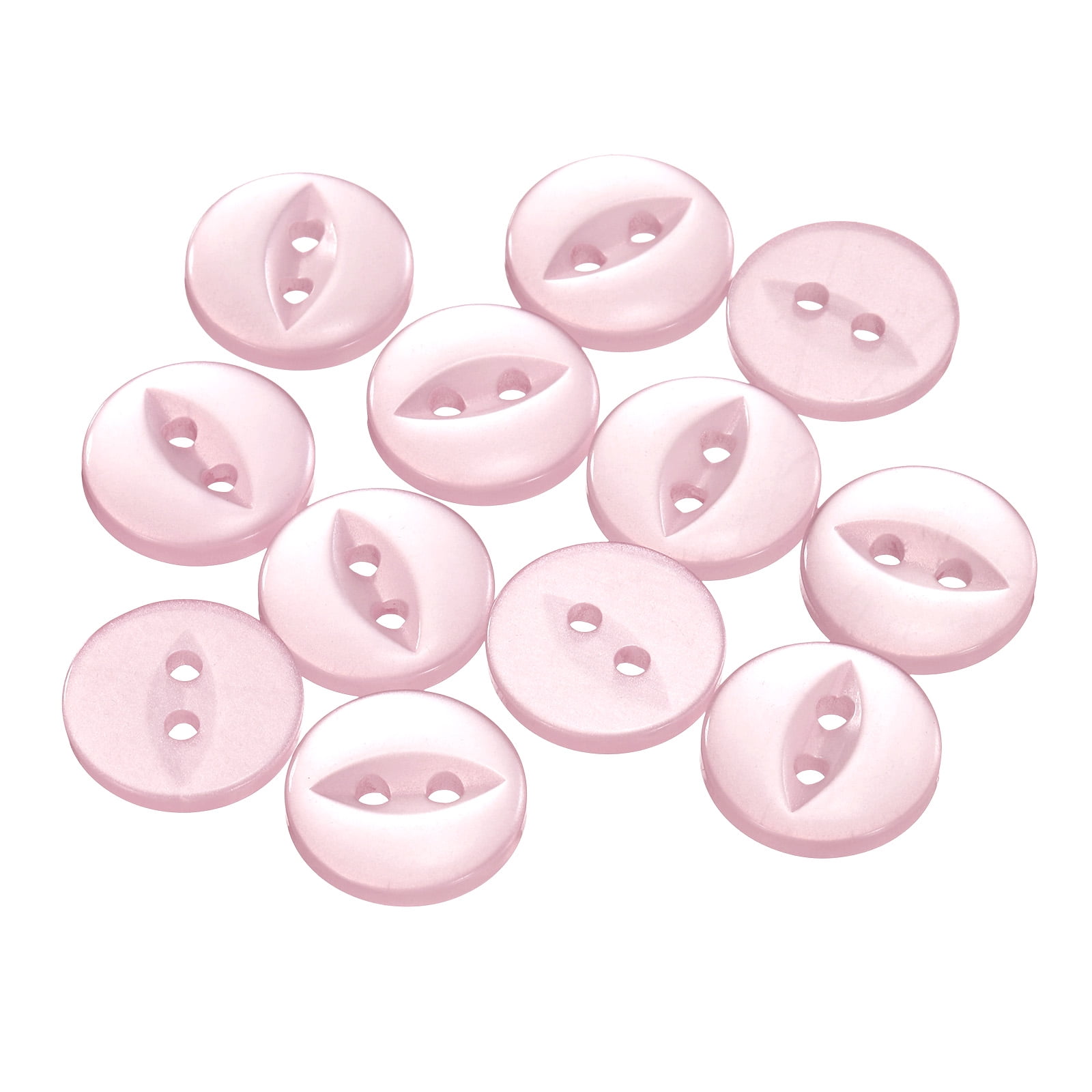 Uxcell 12pcs 20L Pink Round Sewing Buttons 12.5mm 1/2" Resin 2-Hole ...