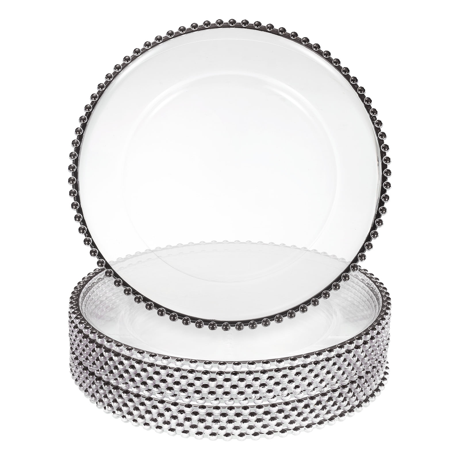 Uxcell 12pcs Clear Charger Plates Bulk, 13" Plastic Round Charger ...
