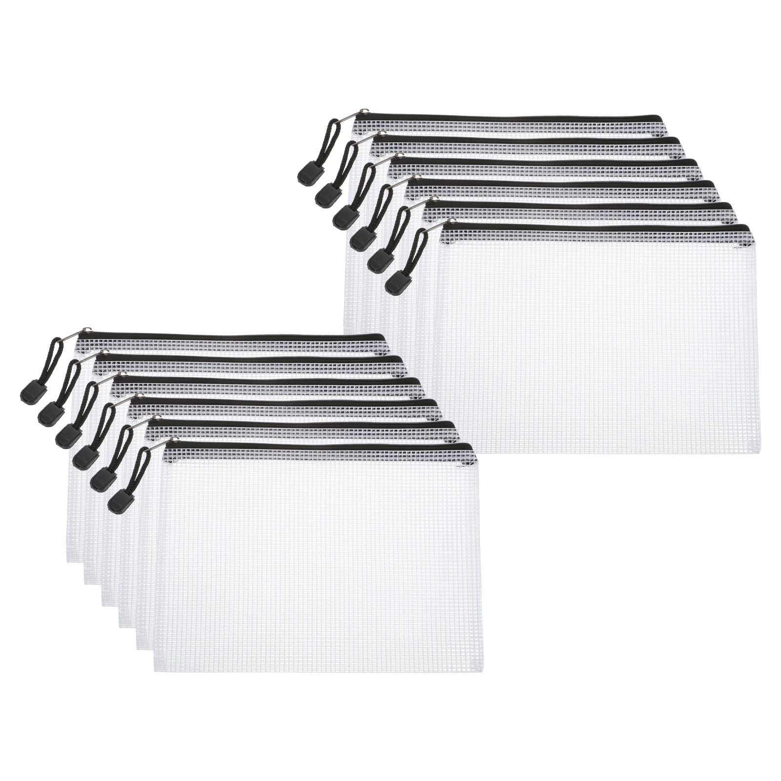 Uxcell 12pcs Mesh Zipper Pouch Bags A5 9.4" x 7" Plastic Waterproof ...