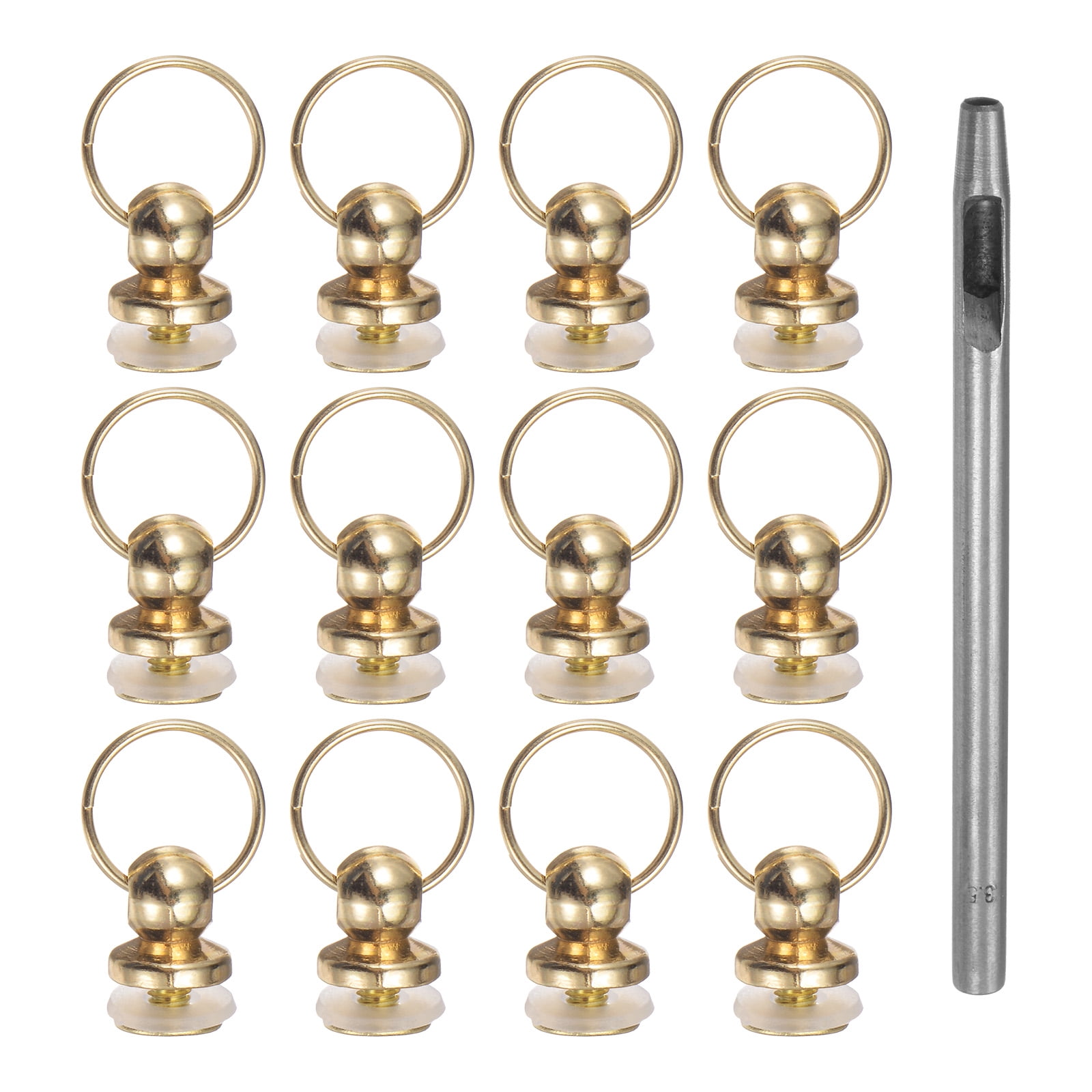 Uxcell 12pcs Metal Studs Rivets 7mm D-Ring Button Rivets with 3.5mm ...