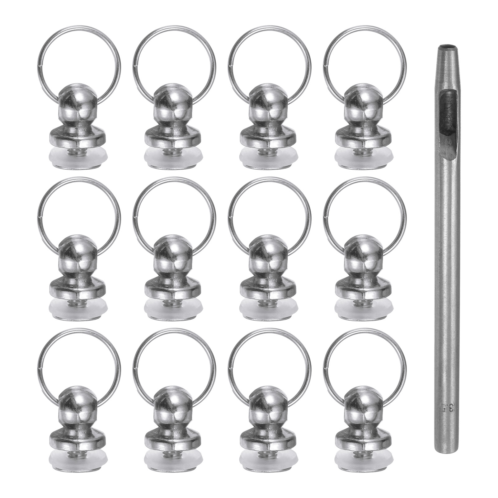 Uxcell 12pcs Metal Studs Rivets 7mm D-Ring Button Rivets with 3.5mm ...