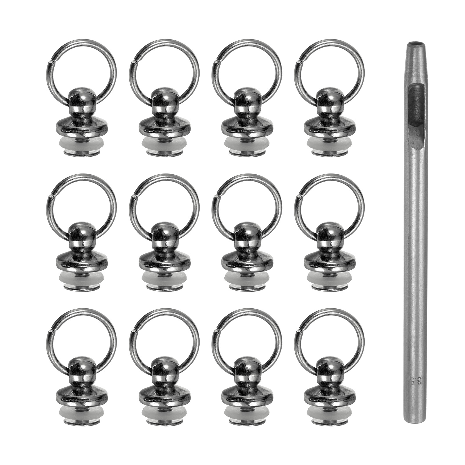 Uxcell 12pcs Metal Studs Rivets 7mm D-Ring Button Rivets with Leather ...