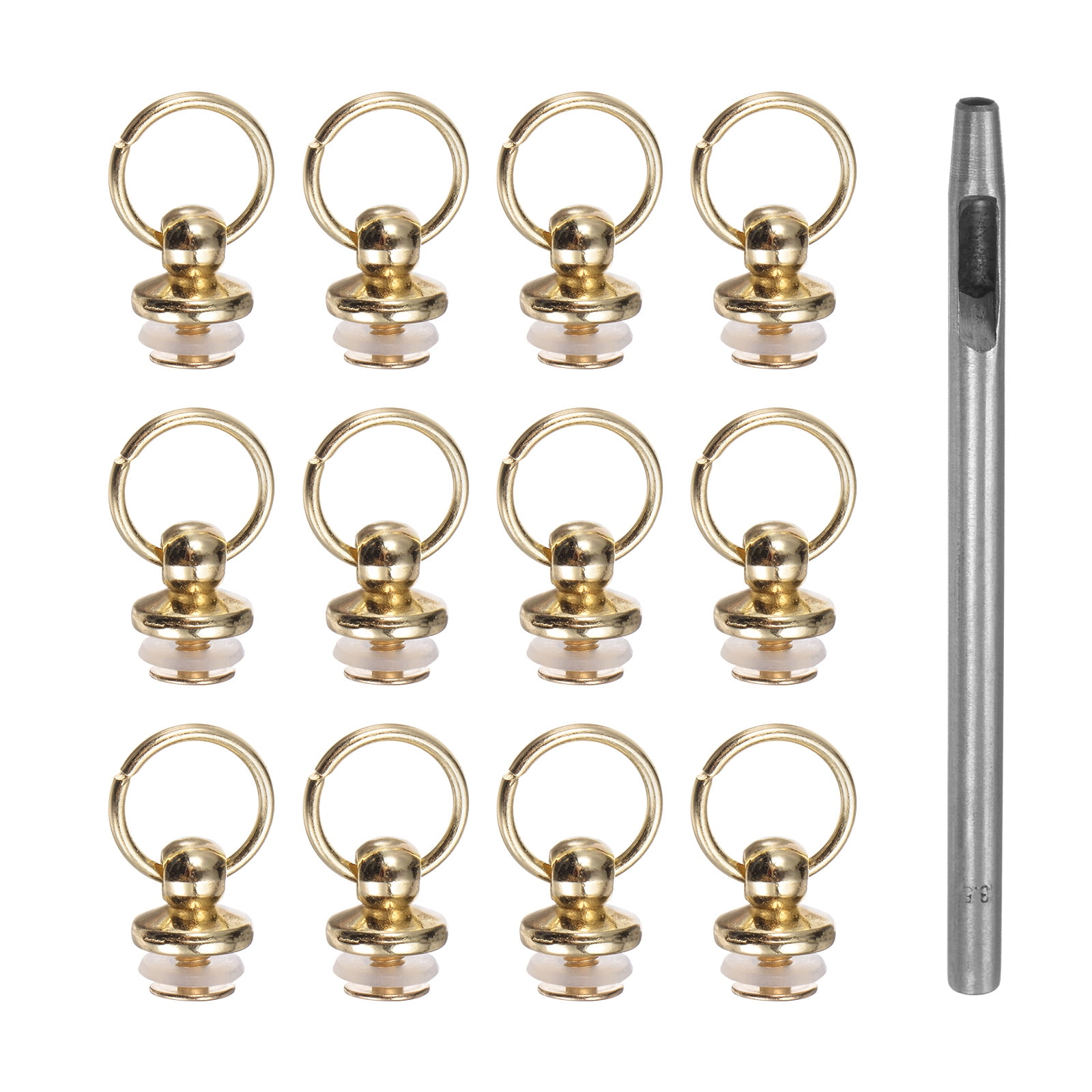Uxcell 12pcs Metal Studs Rivets 7mm D-Ring Button Rivets with Leather ...