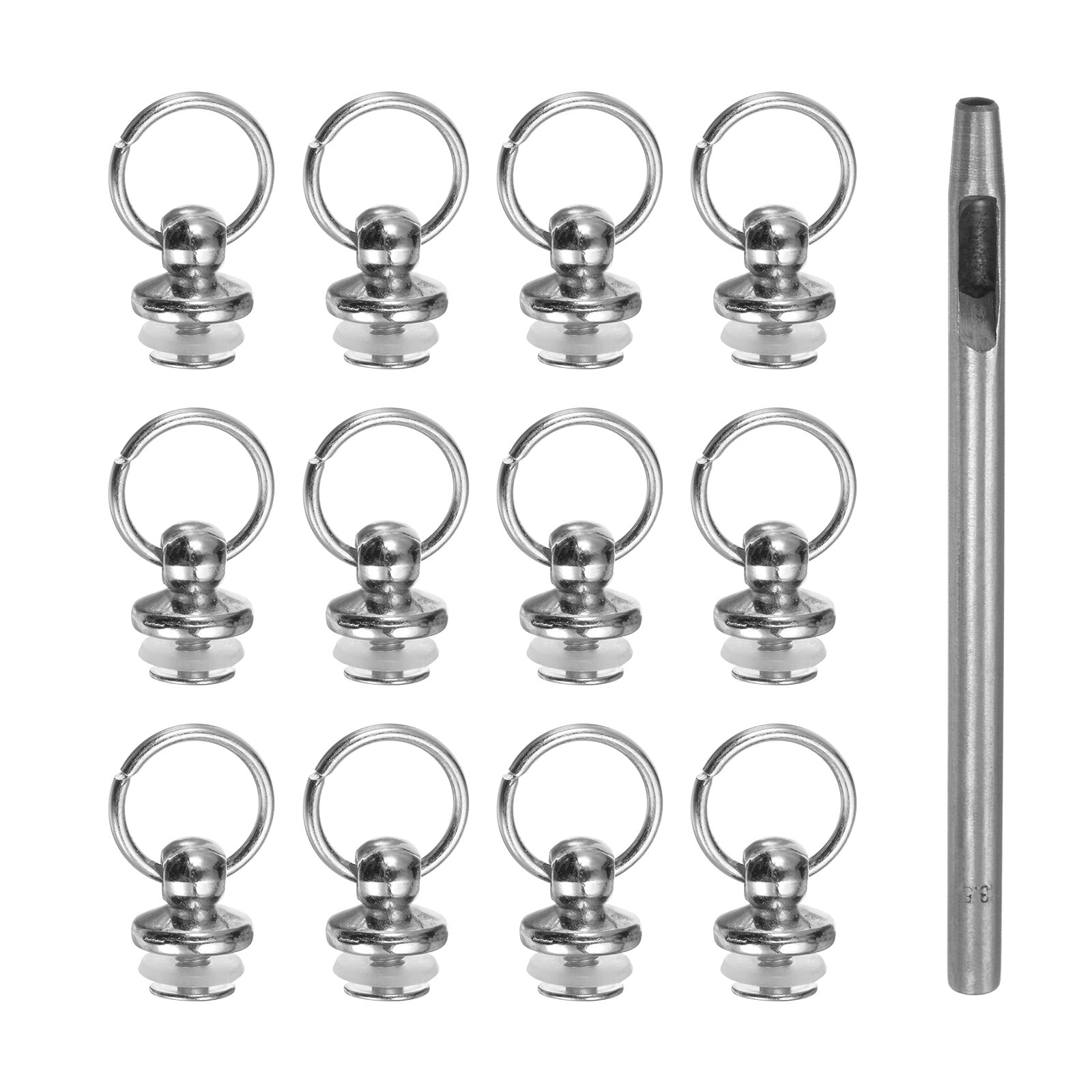 Uxcell 12pcs Metal Studs Rivets 7mm D-Ring Button Rivets with Leather ...