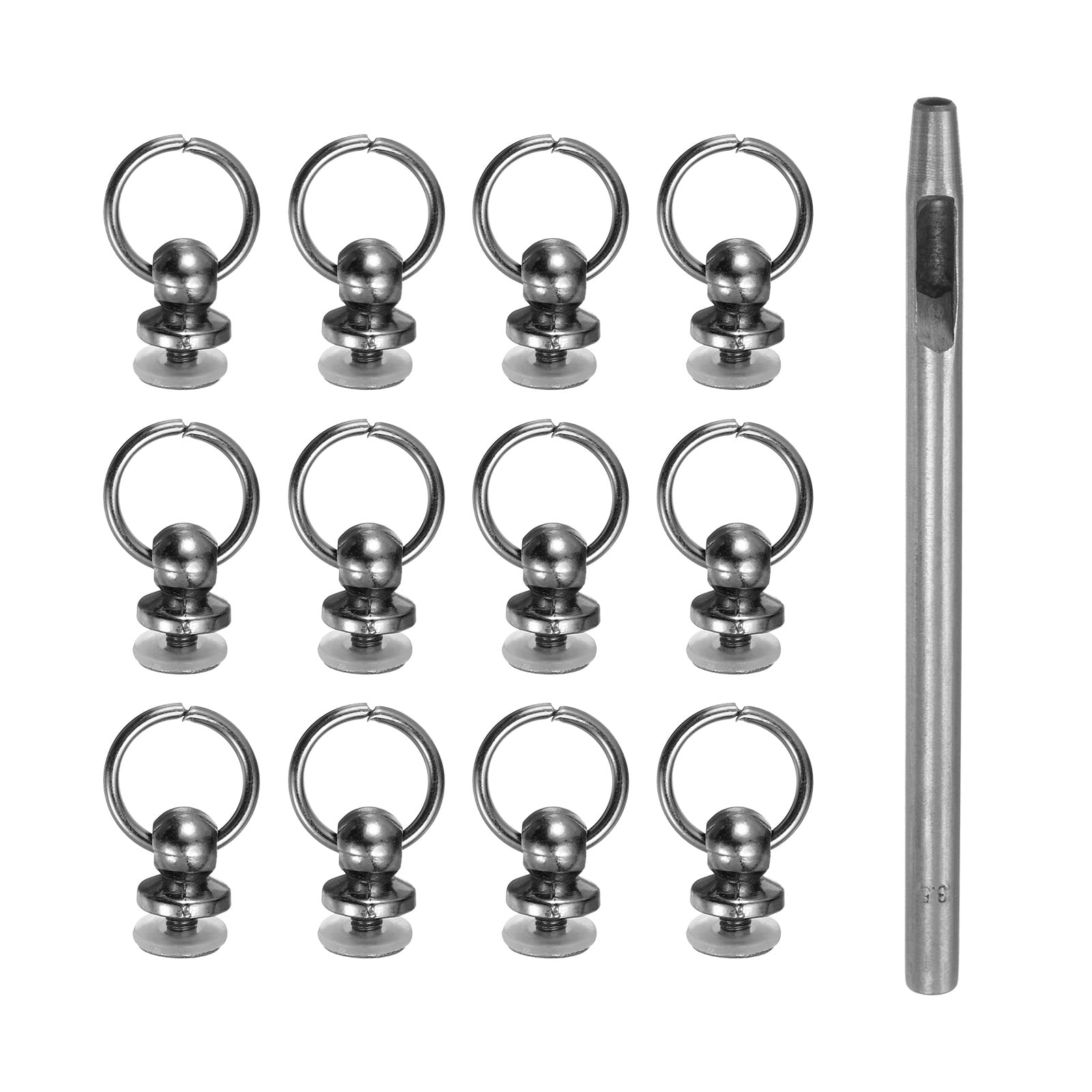 Uxcell 12pcs Metal Studs Rivets 8mm D-Ring Button Rivets with 3.5mm ...
