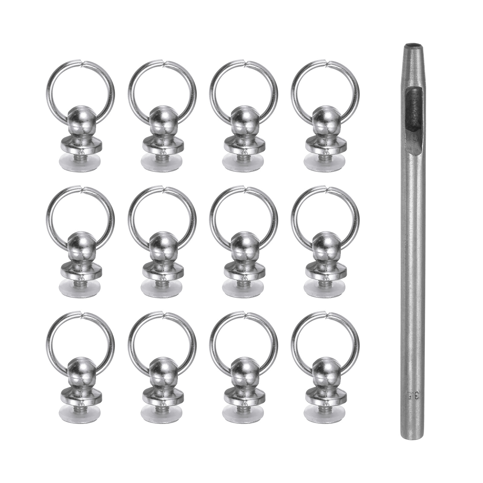 Uxcell 12pcs Metal Studs Rivets 8mm D-Ring Button Rivets with 3.5mm ...