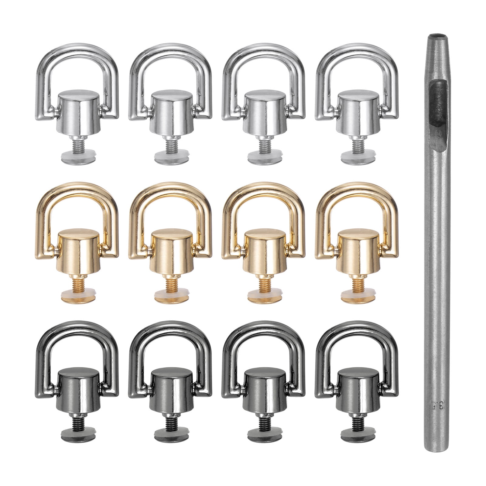 Uxcell 12pcs Metal Studs Rivets 8mm D-Ring Button Rivets with 3.5mm ...