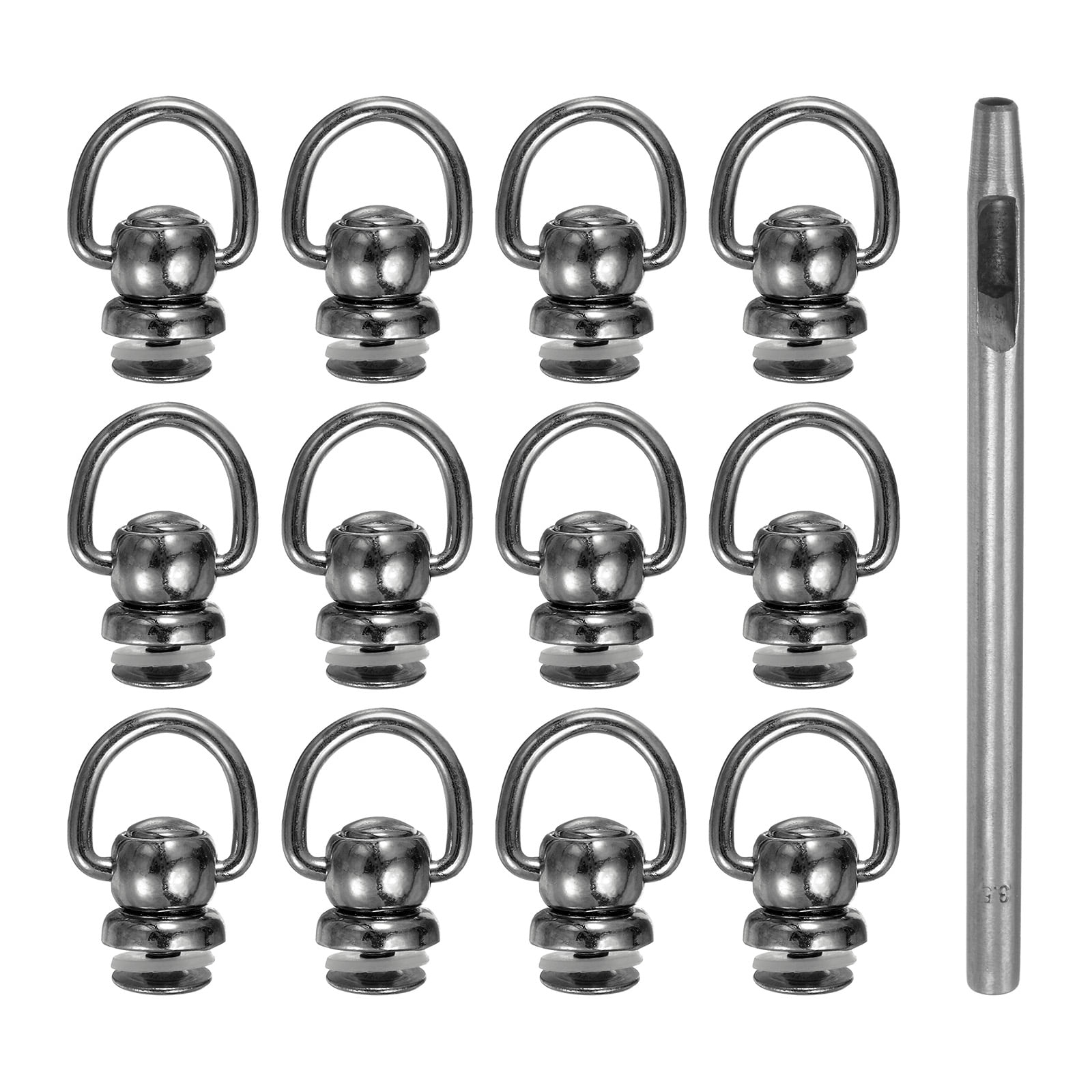 Uxcell 12pcs Metal Studs Rivets 8mm D-Ring Button Rivets with Leather ...