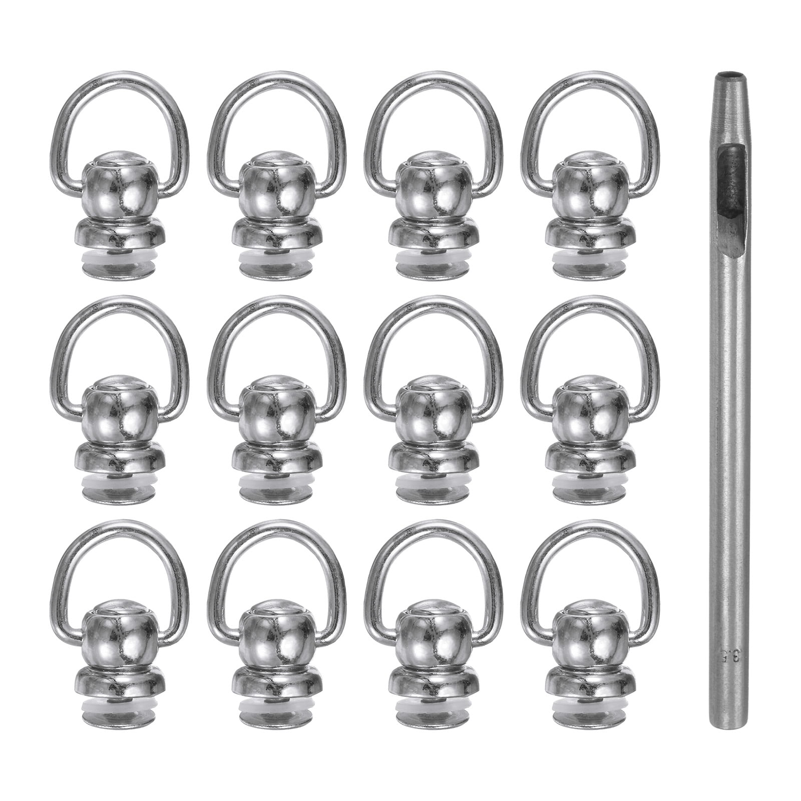 Uxcell 12pcs Metal Studs Rivets 8mm D-Ring Button Rivets with Leather ...