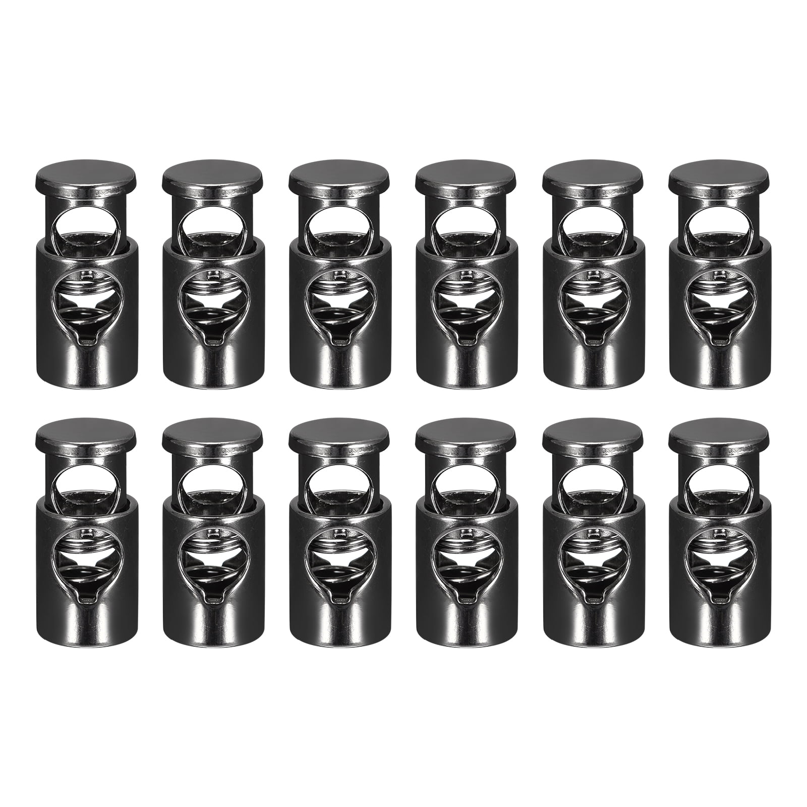 Uxcell 12pcs Single Hole Spring Cord Locks 0.23" Diameter Metal Toggle ...